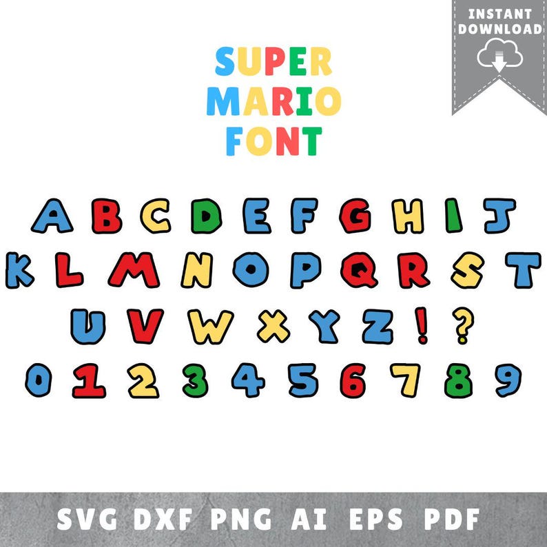 Laser Cut Magic Super Mario Font Alphabet Letter Mario Bross Alphabet ...