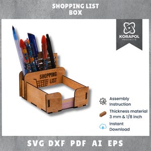 Grocery Checklist Laser Cut | Shopping List | Notepad Box | Digital ...