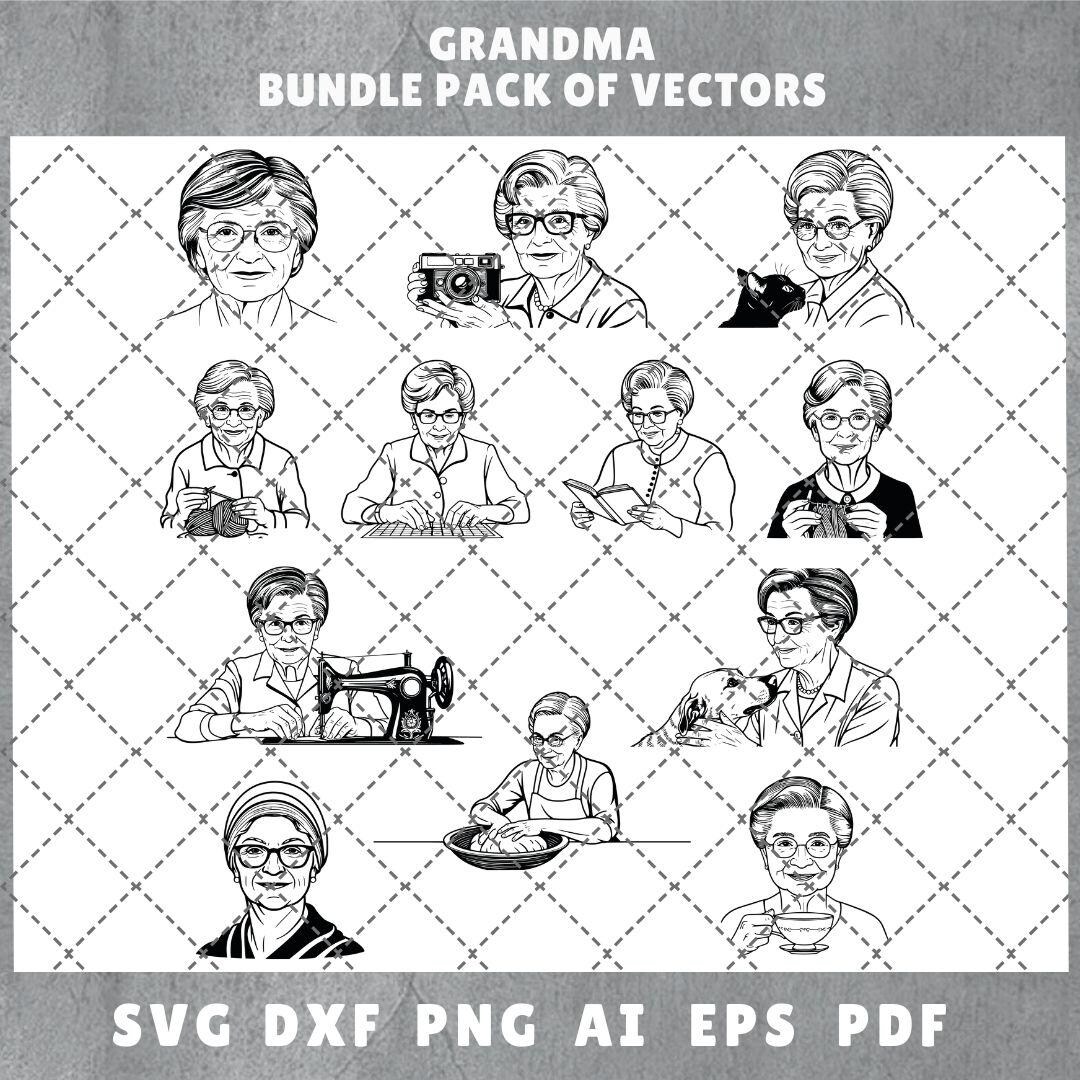 Grandma Clipart for Gifts Laser Cut SVG PNG 300 Dpi | Grandma's Day ...
