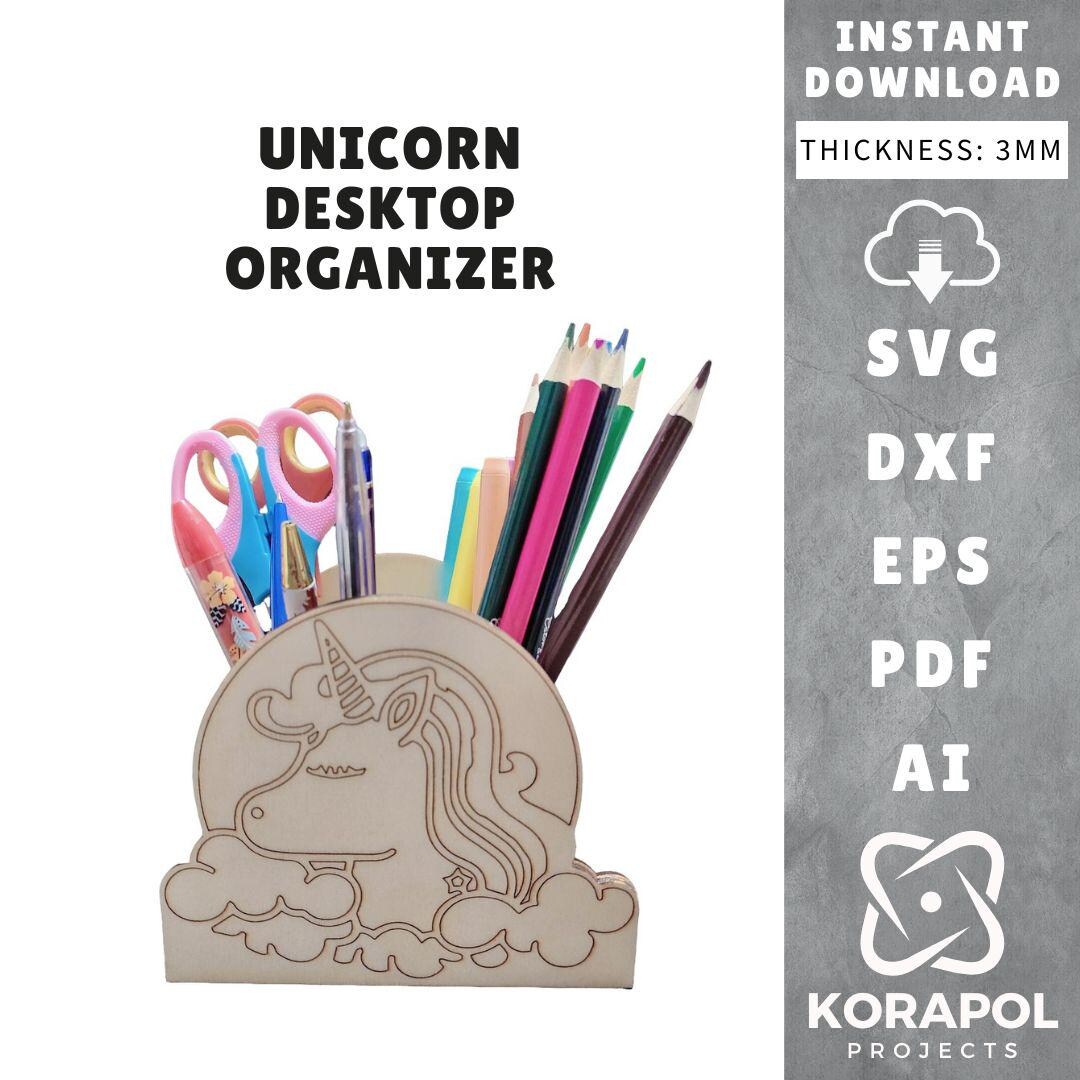 Laser Cut Desktop Organizer SVG Desktop Organizer Drawers Crayons ...