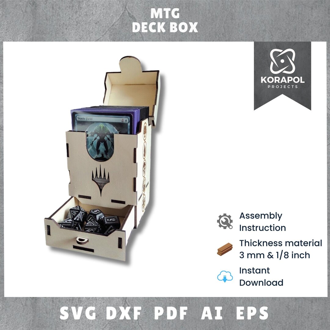 Laser Cut Magic the Gathering MTG Commander Deck Box 100 Cards Storage ...