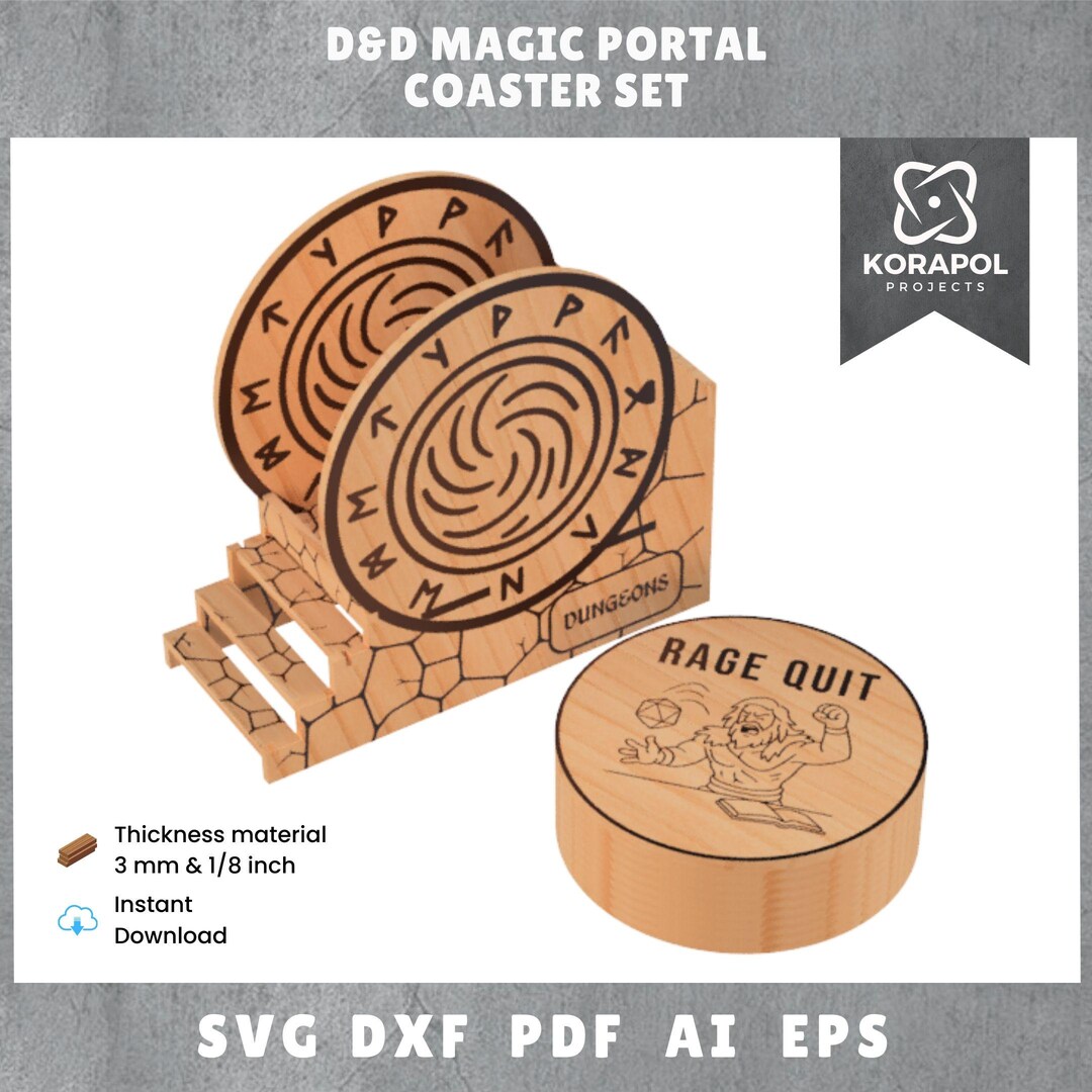 Dungeons and Dragons Coaster Set | Dnd Decor Gifts | Laser Cut Magic ...
