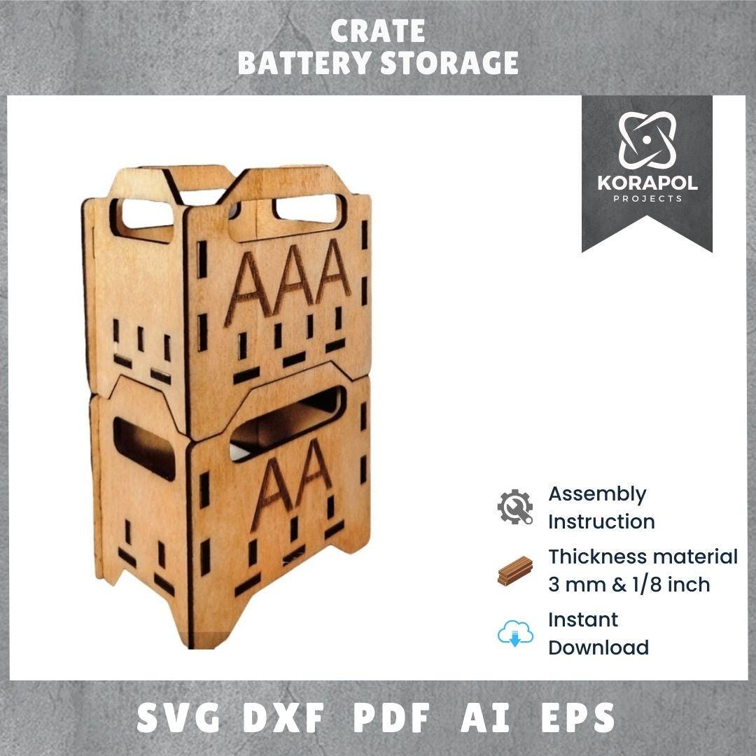 Laser Cut Crate Battery Storage Battery Holder Battery Box Battery ...