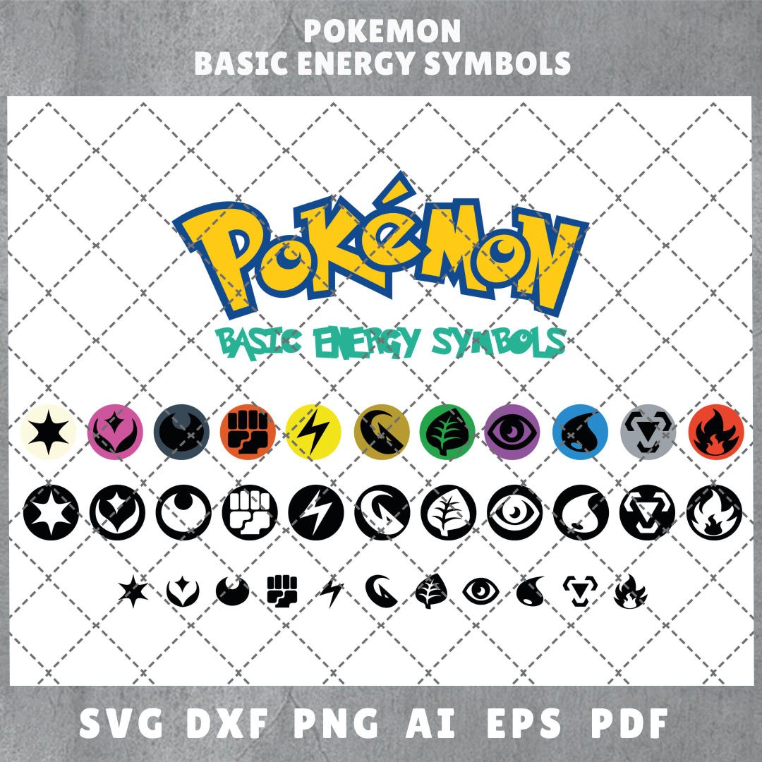Basic Energy Inspired Pokemon Cards Symbols SVG | Pokemon Icons ...