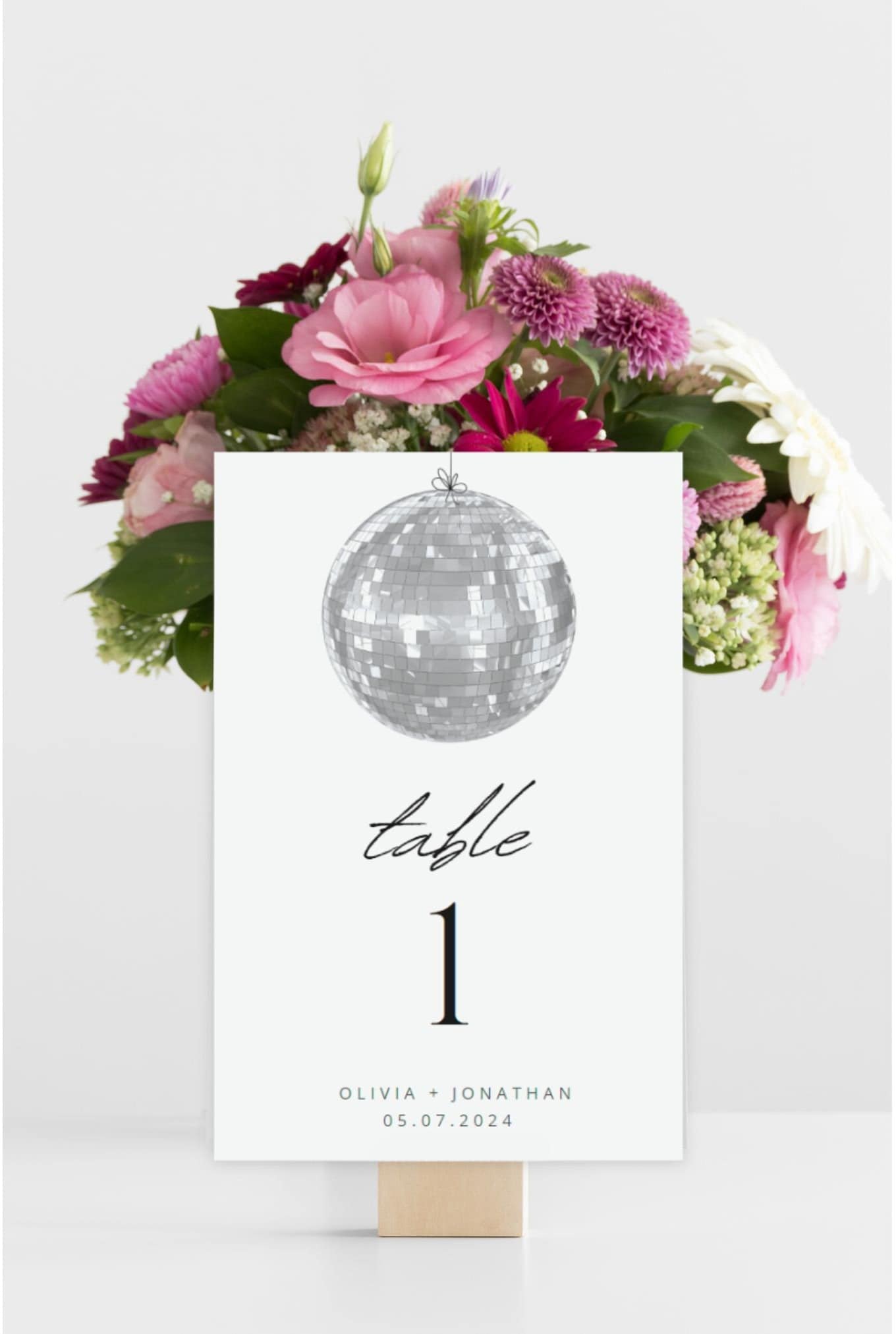 70s Disco Ball Design Inspired Wedding Table Numbers Printable Table ...