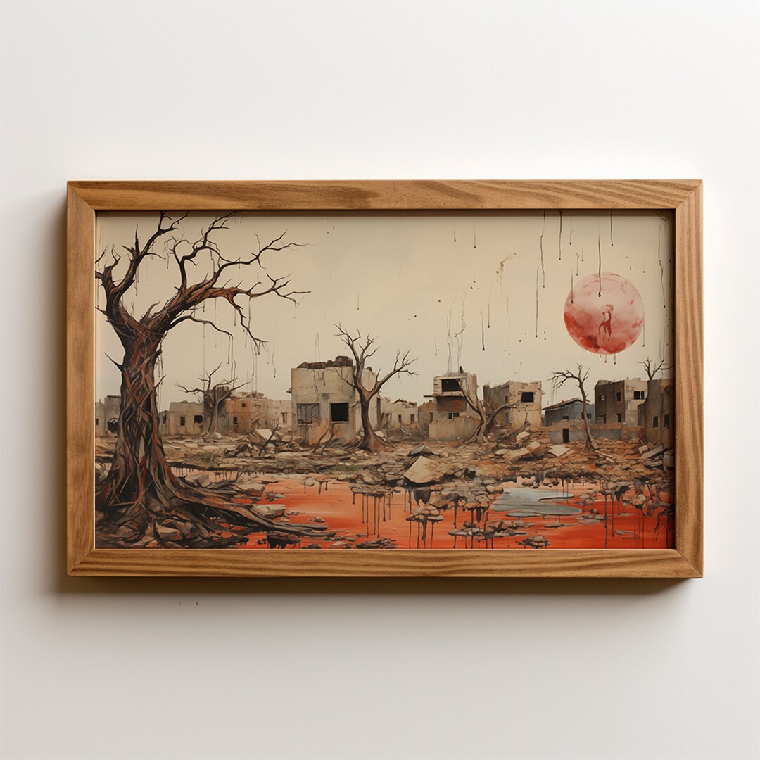 Printable Crying World Painting, Dead World Painting, Red Moon Painting ...