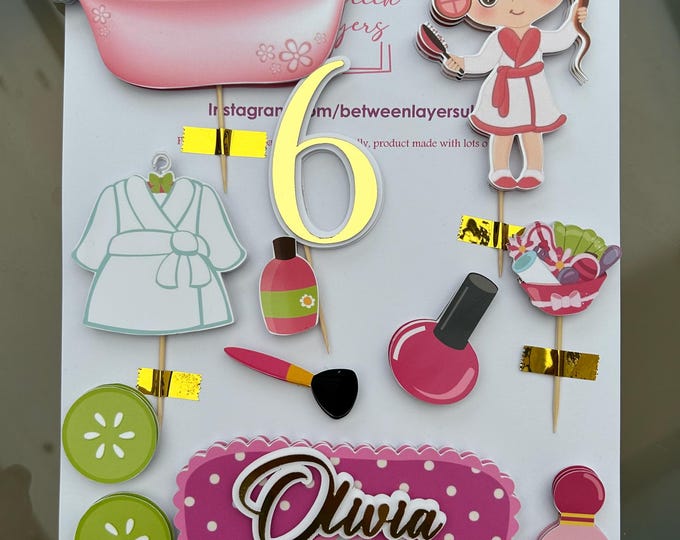 Girly Spa Themed Cake Topper Set - Etsy UK