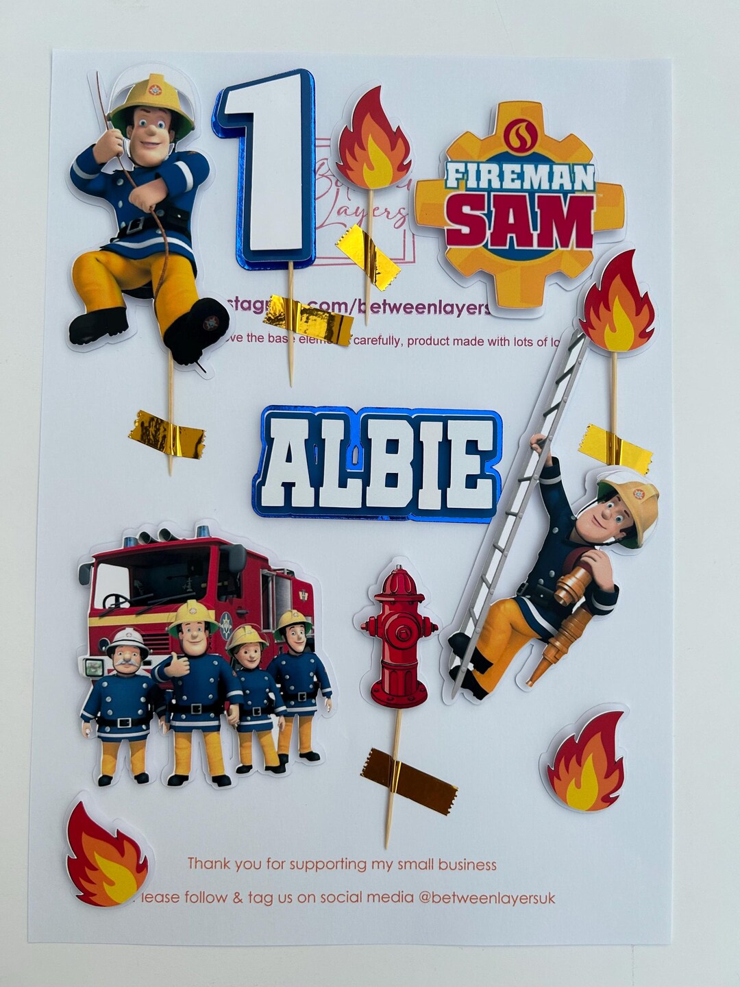 Fireman Sam Cake Topper Set - Etsy