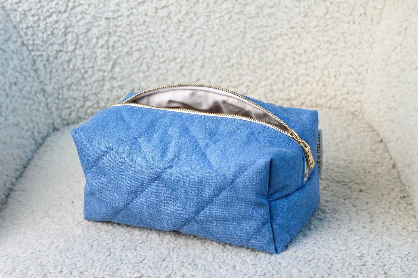 Quilted Denim Makeup Bag: Handmade Sustainable Toiletry Bag - Etsy