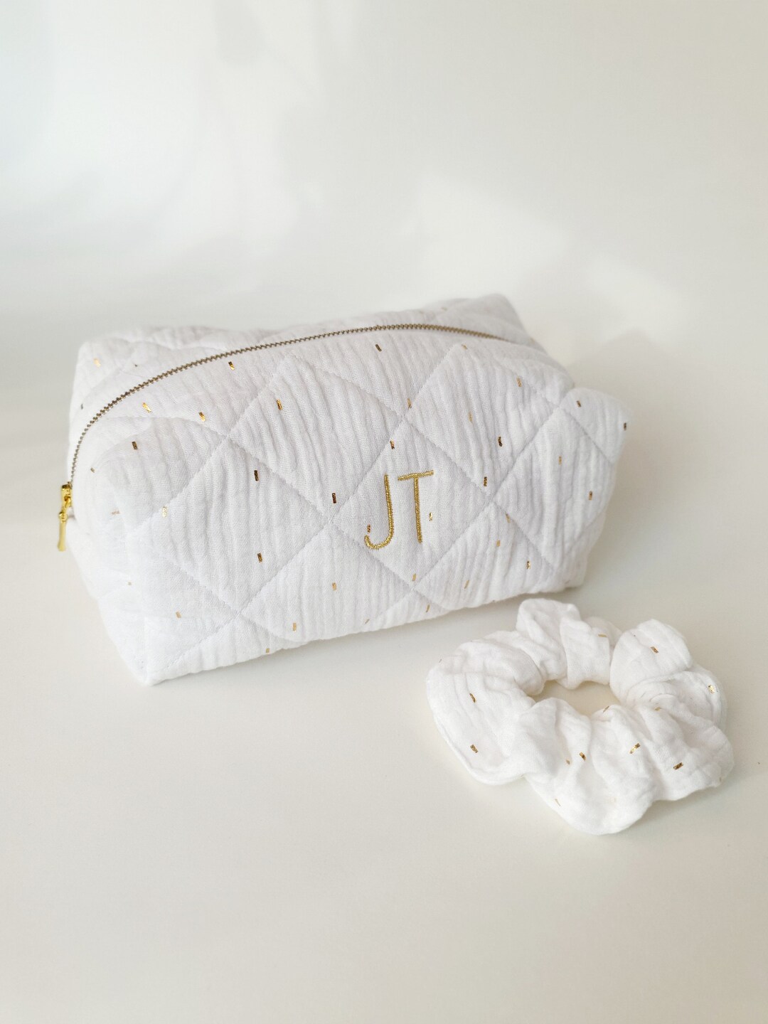 Personalized Monogramed Makeup Bag, Cosmetic Bag With Scrunchie, Custom ...