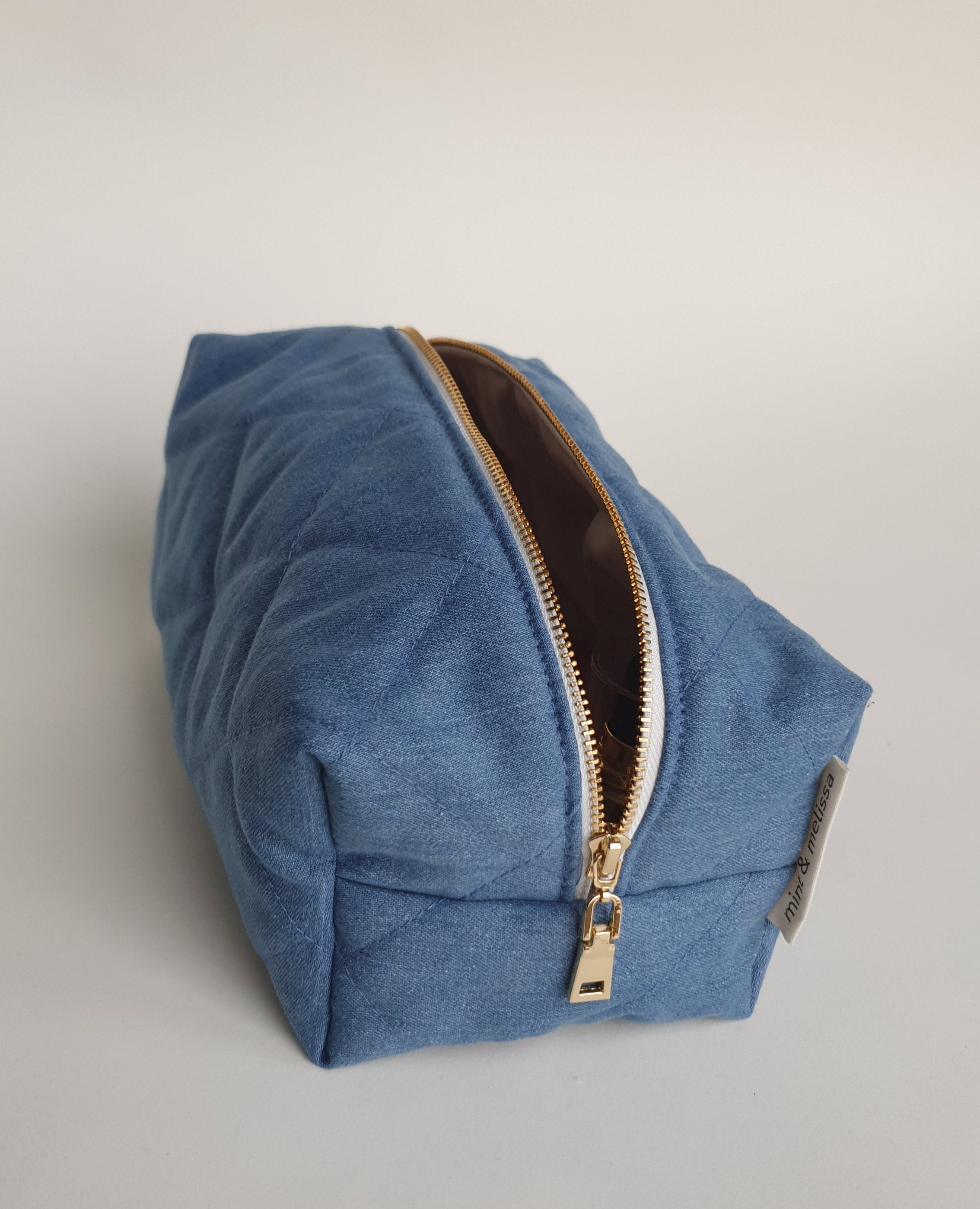 Quilted Denim Makeup Bag: Handmade Sustainable Toiletry Bag - Etsy