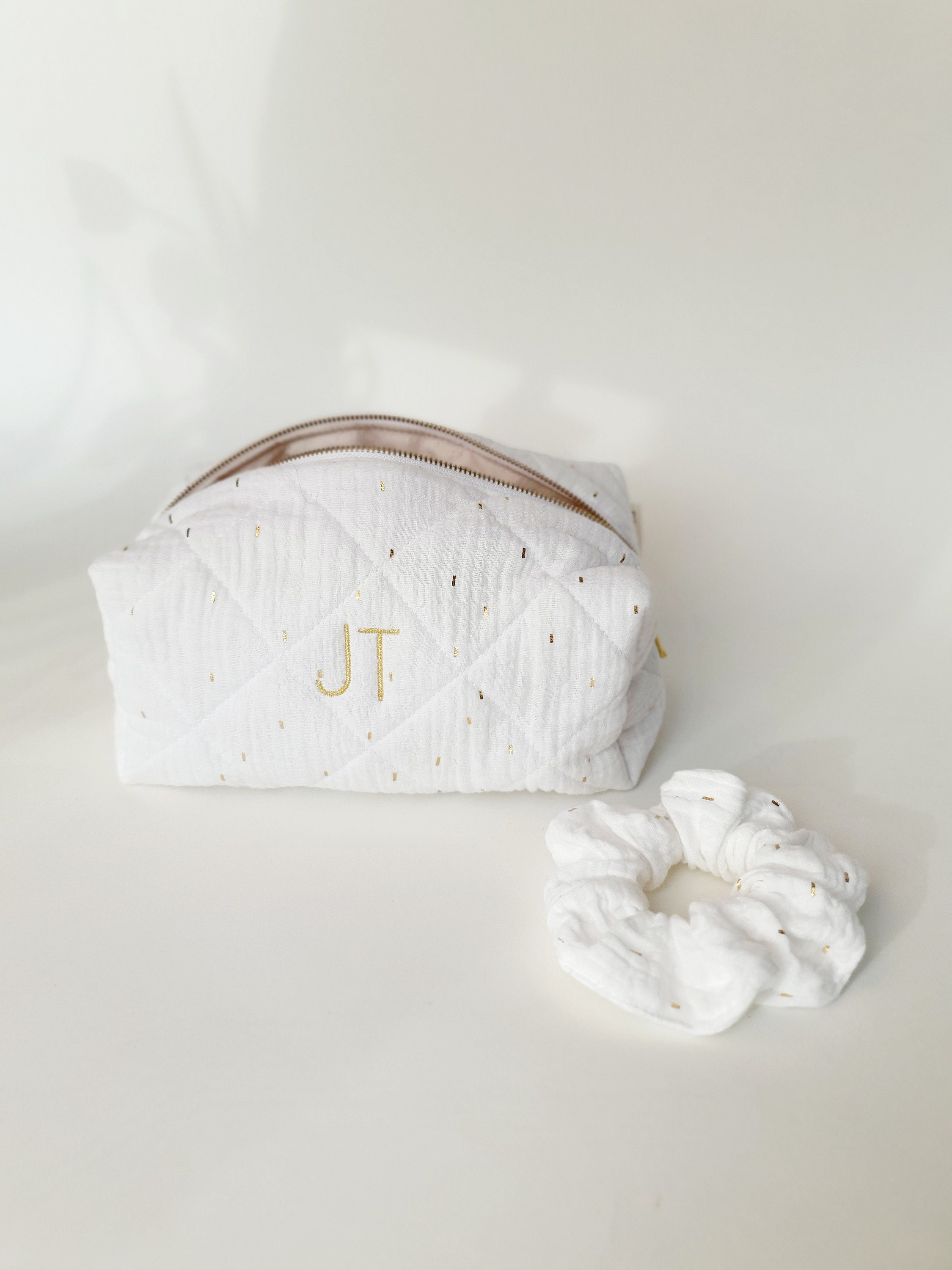 Personalized Monogramed Makeup Bag, Cosmetic Bag With Scrunchie, Custom ...
