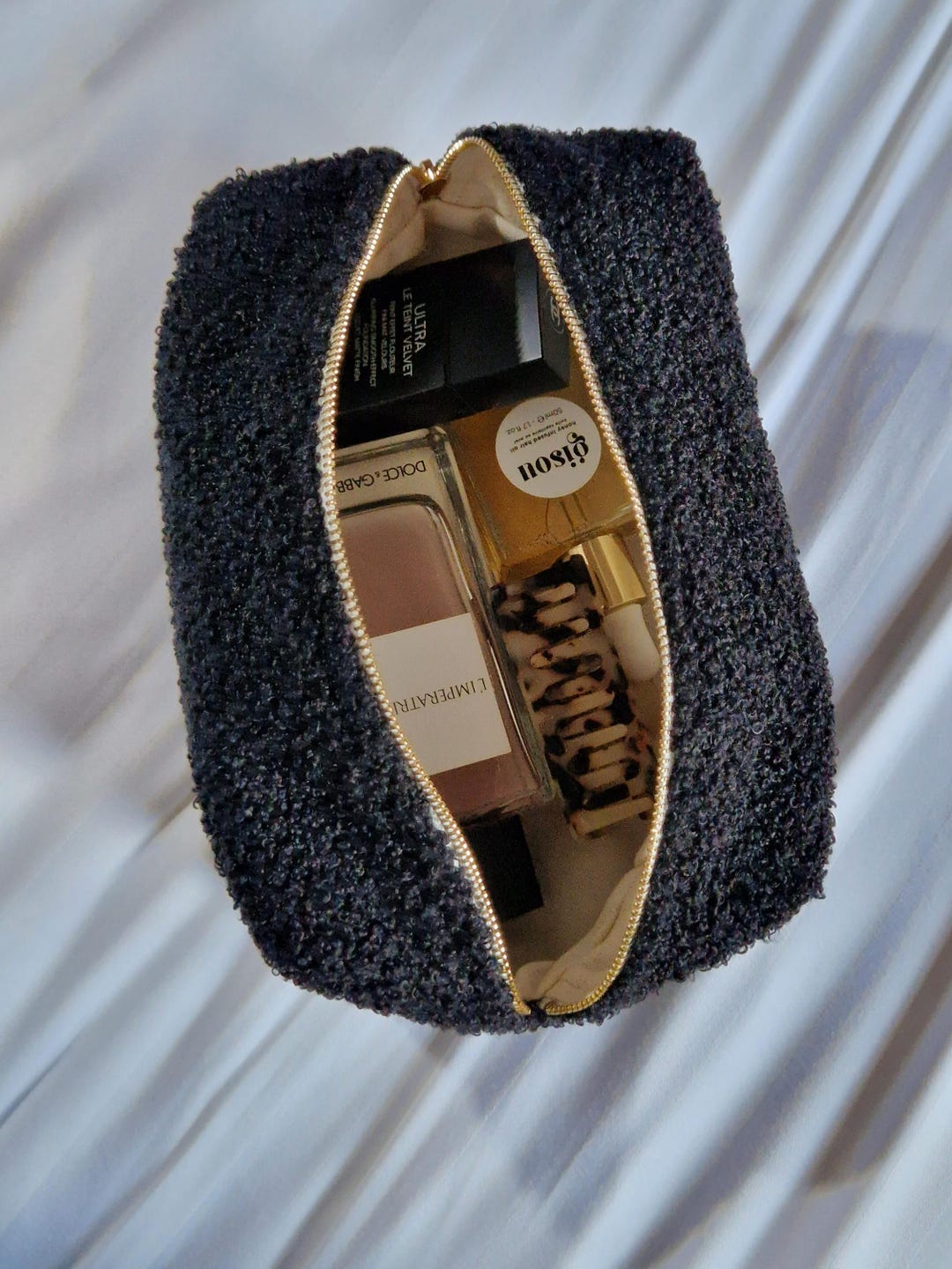 Black Plush Teddy Makeup Bag: Fluffy Sherpa Travel Pouch - Etsy