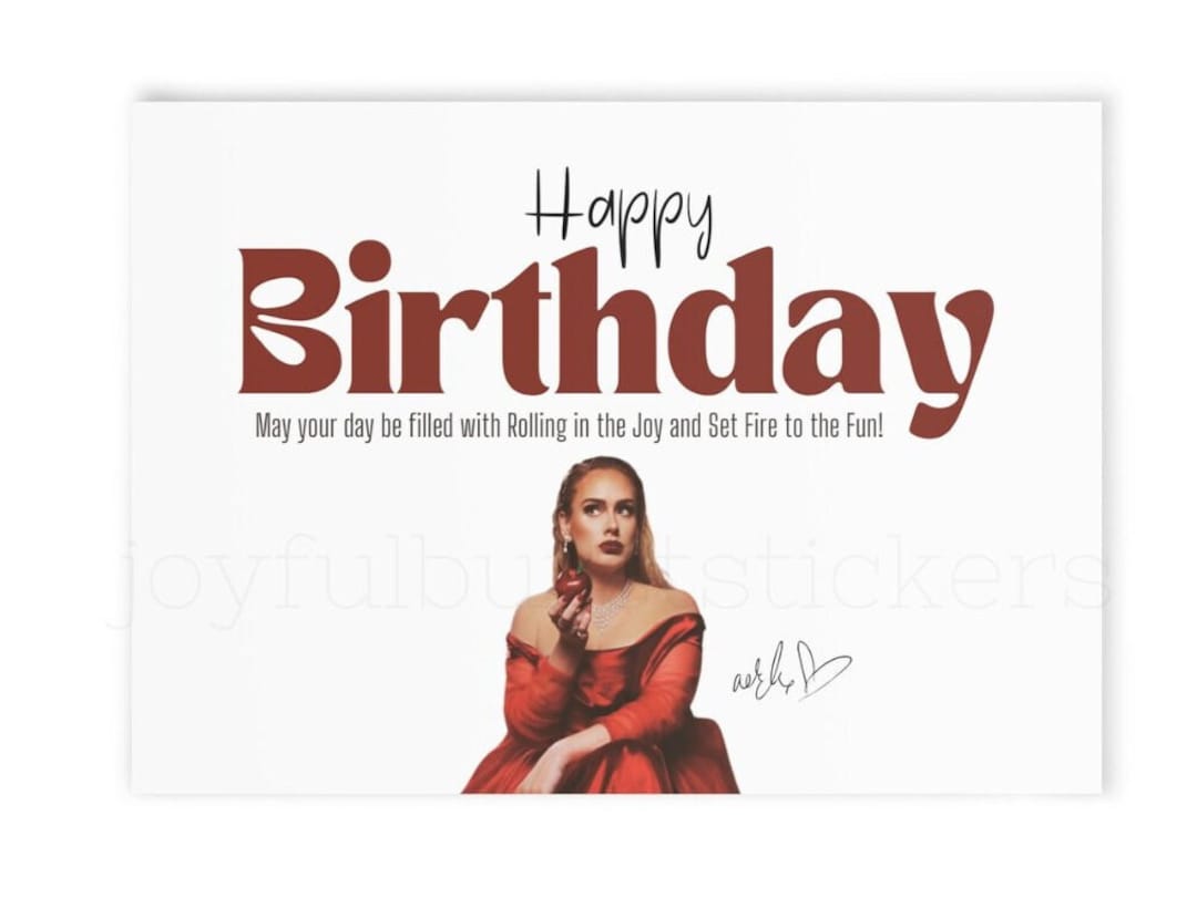 Adele Birthday Card. Adele Greeting Card. Adele Merch. One-sided Print ...