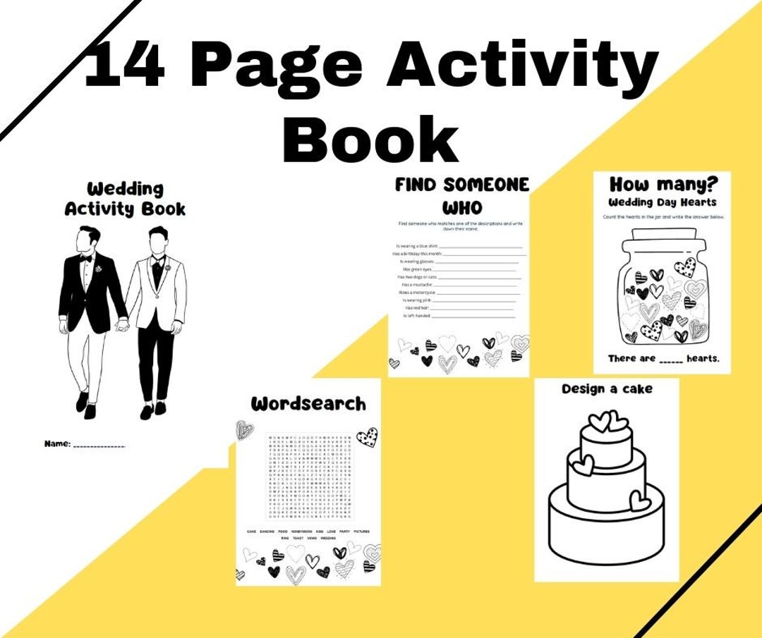 Male Wedding Kid Activity Book Printable - Etsy