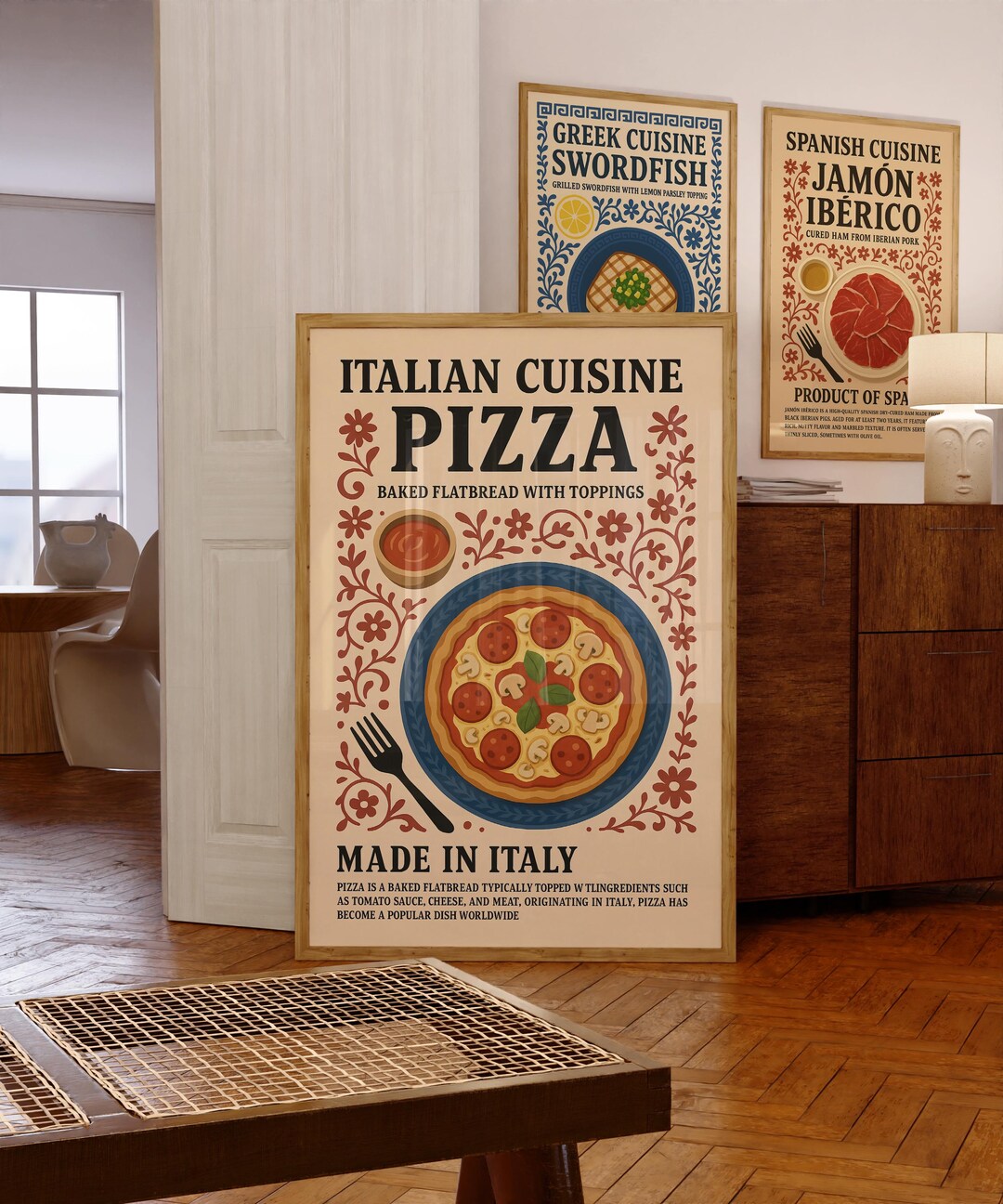 Retro Pizza Print, Italy Poster, Kitchen Decor, Food Art, Eat Sign ...