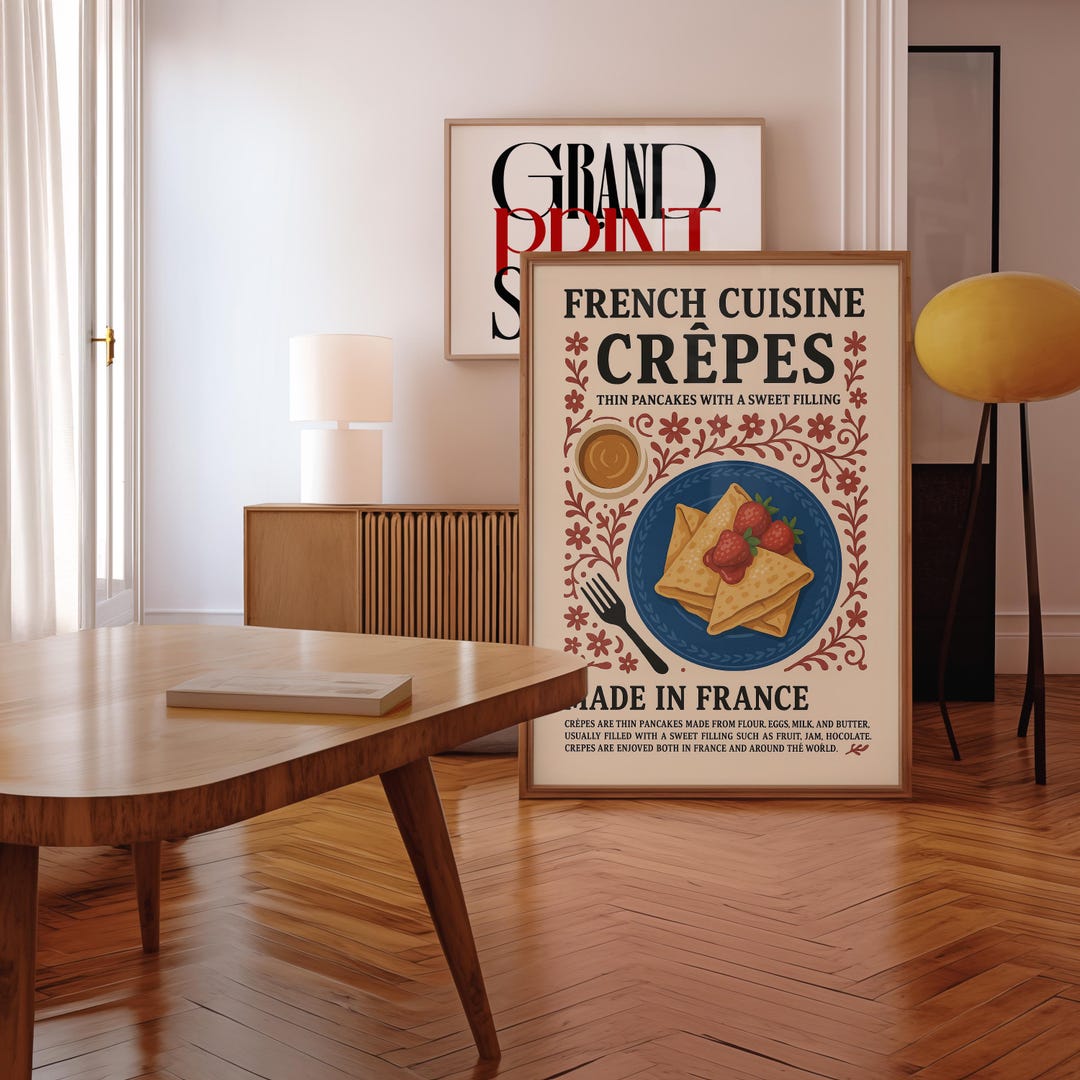 Crêpes Wall Art – French Cuisine Kitchen Decor – Minimalist Breakfast ...