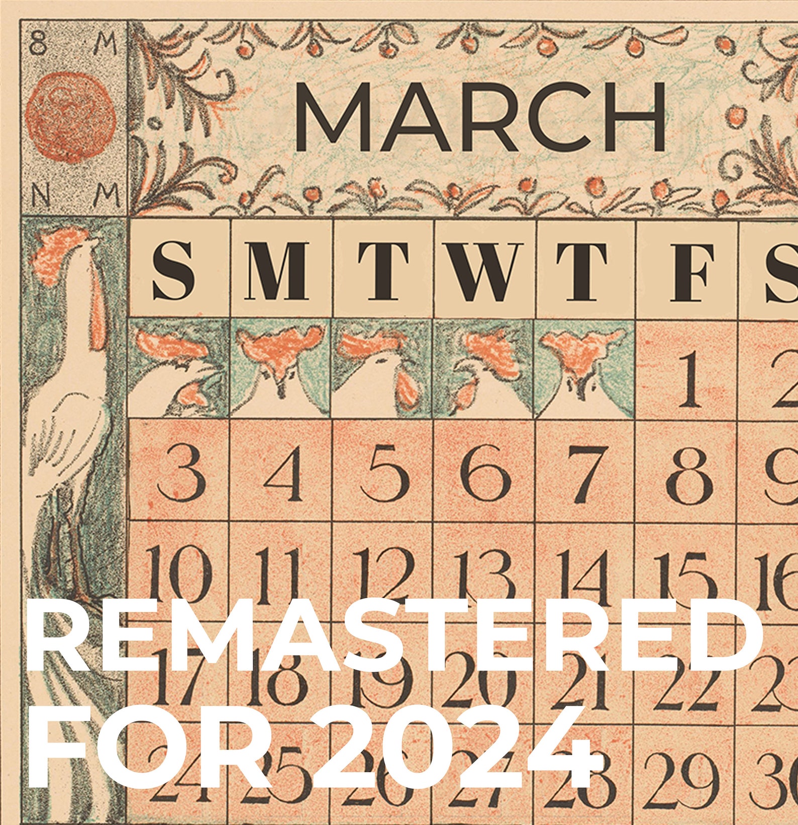 Printable Vintage Calendar 2024 /aesthetic Calendar From Theodorus ...