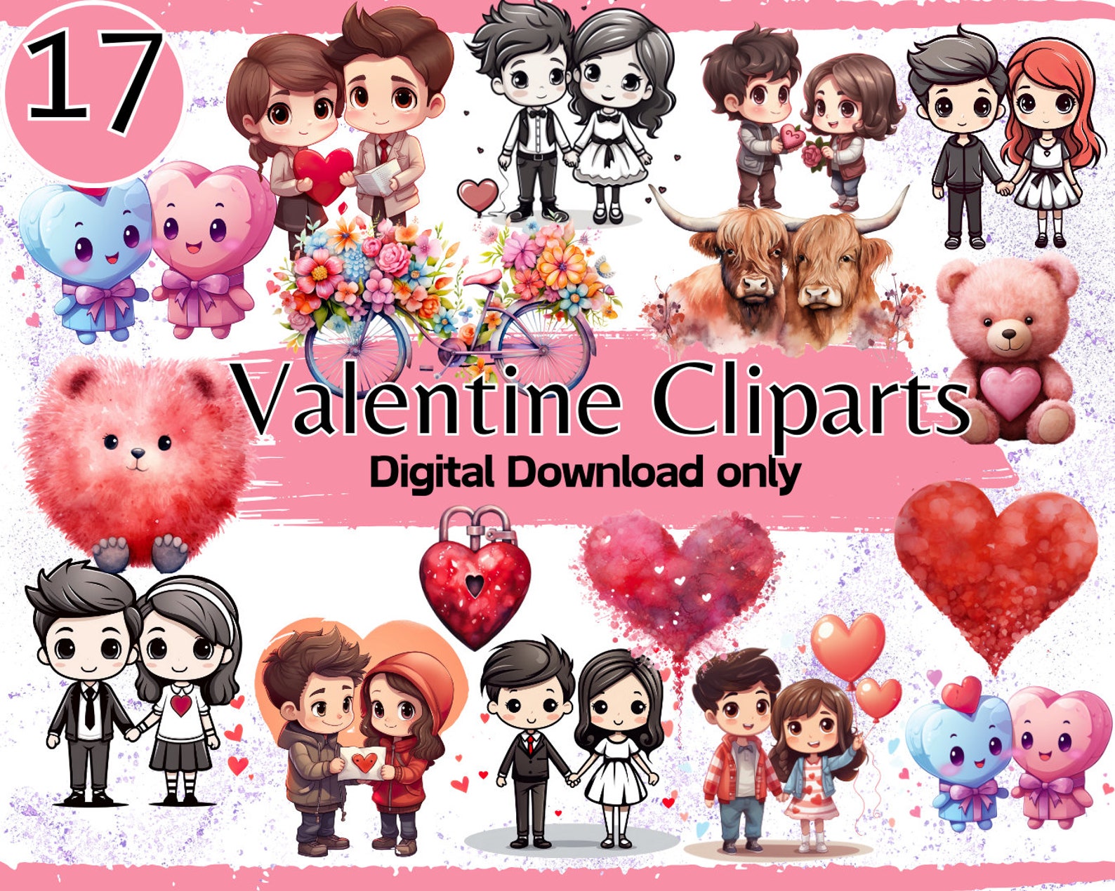 Valentine Clip Art Cute Couple; Boy and Girl Valentine Clip Art; Anime ...