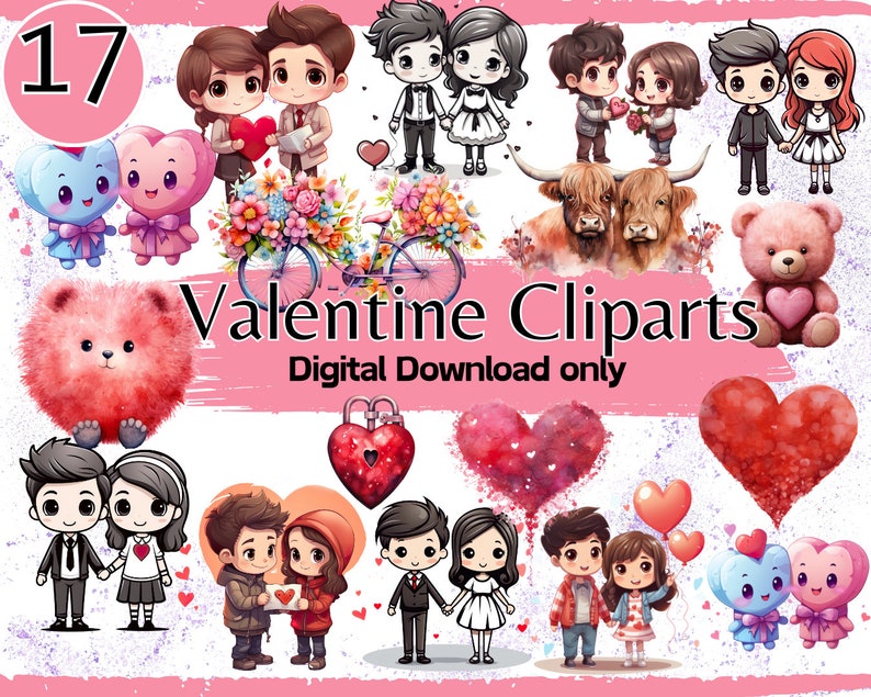 Valentine Clip Art Cute Couple; Boy and Girl Valentine Clip Art; Anime ...