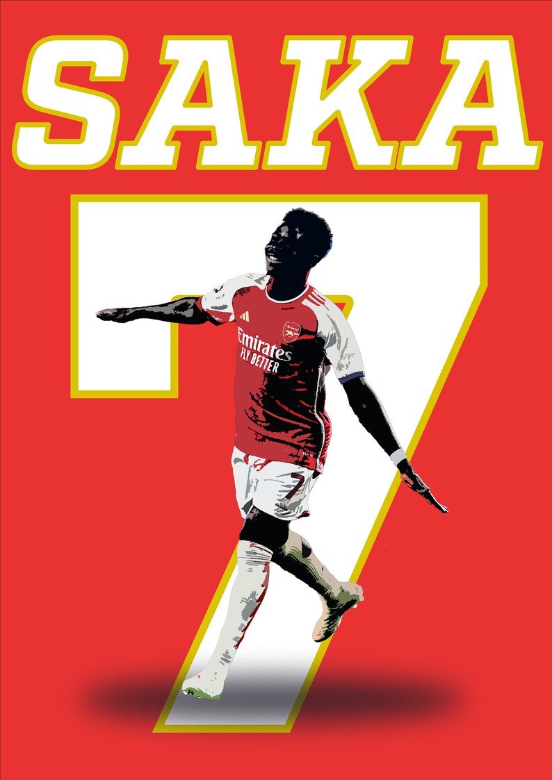 Bukayo Saka Arsenal FC Poster, Digital Custom Football Poster - Etsy