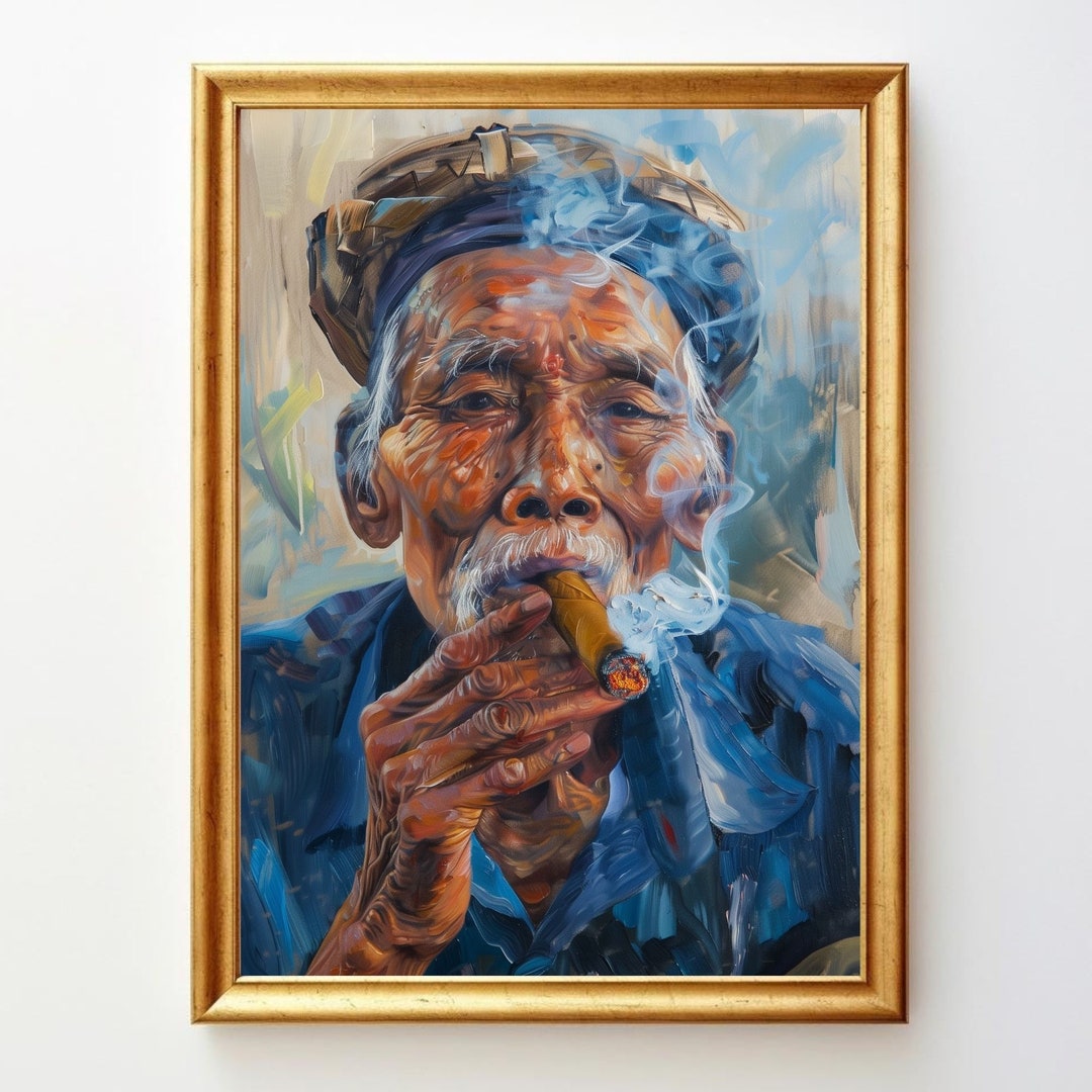 Old Myanmar Man With Cigar Oil Painting, Myanmar Lifestyle, Original ...