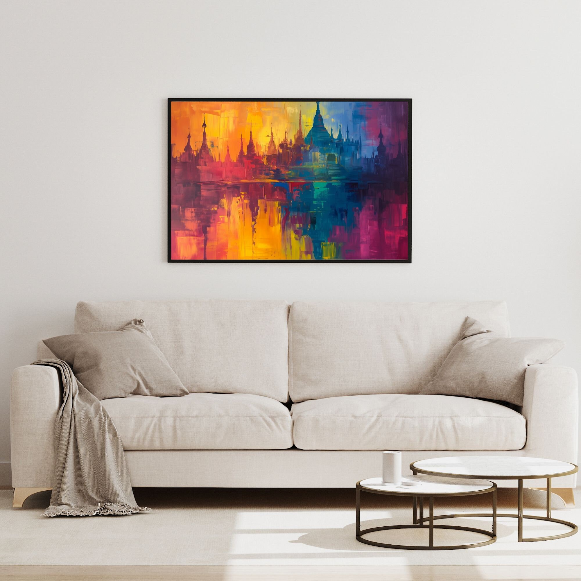 Myanmar Pagodas Oil Painting, Original Myanmar Painting, Original ...