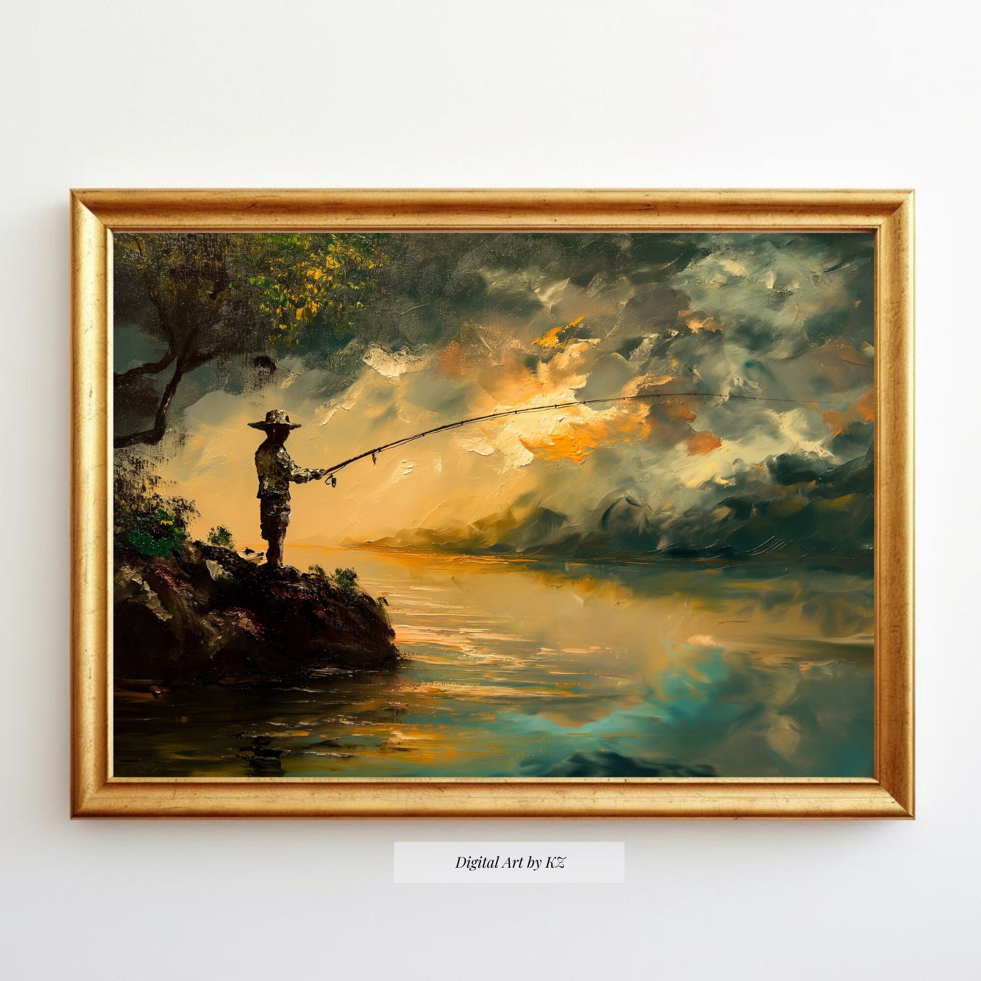 Burmese Boy Fishing in a River, Original Myanmar Painting, Original ...