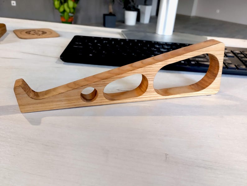 Oak Wood Laptop Stand: Ergonomic Notebook Riser - Etsy Australia
