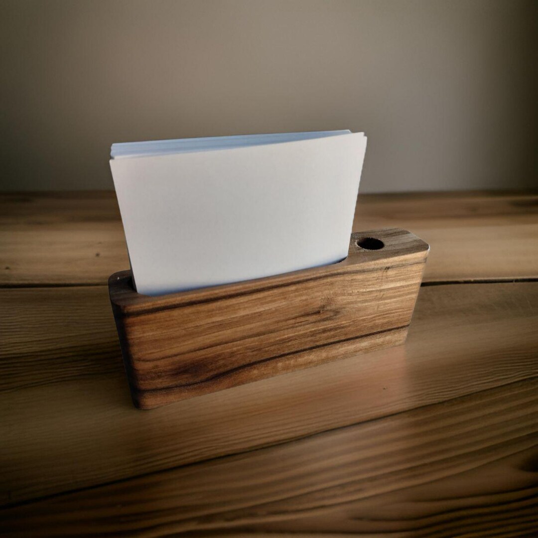 Elegant Desk Organizer. Wooden Pen and Note Holder. Handmade Office ...
