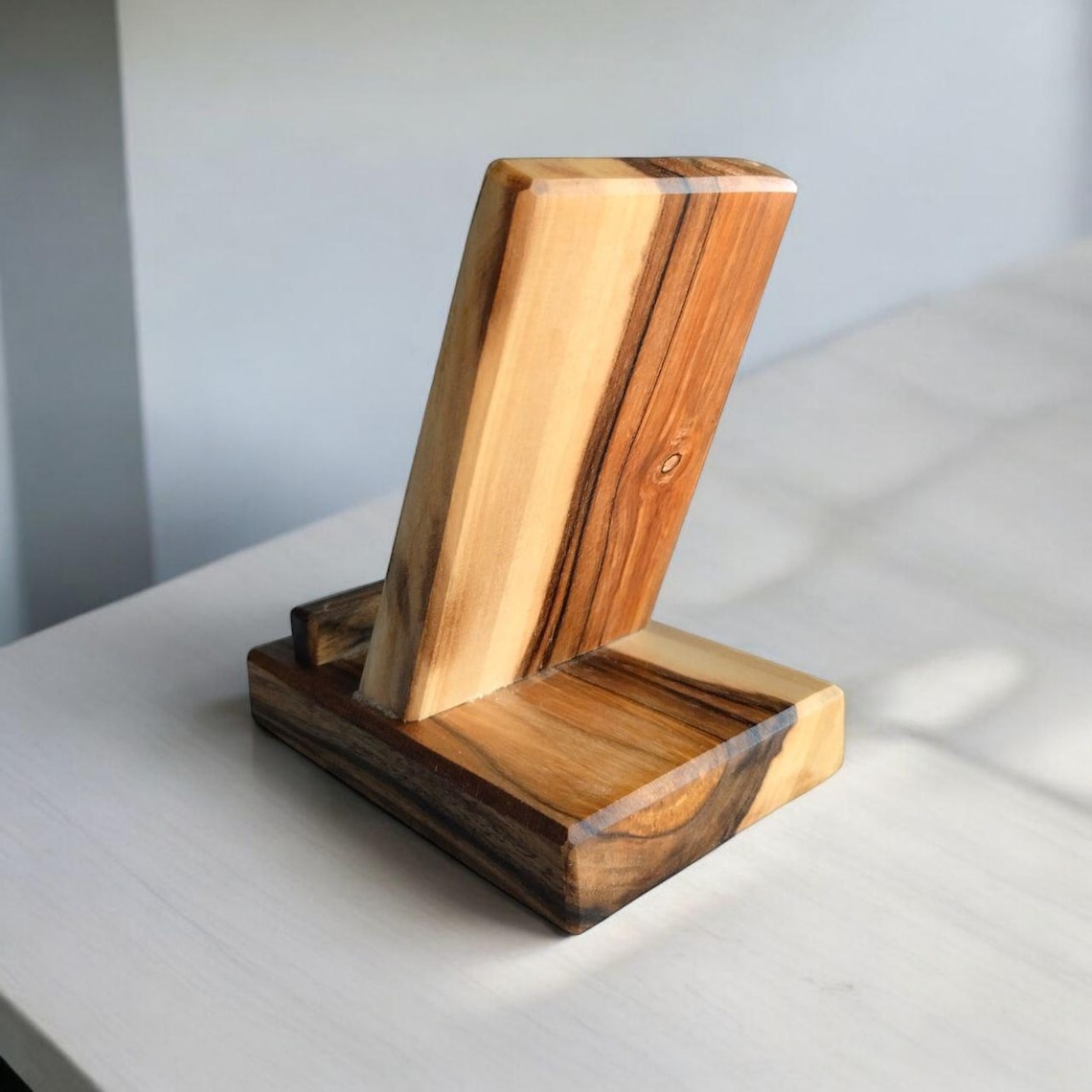Handcrafted Walnut Wooden Phone Stand: Eco-friendly Desk Accessory - Etsy