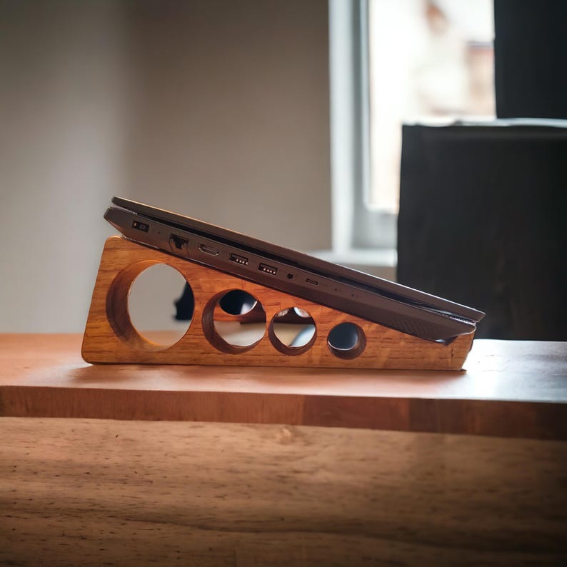 Oak Laptop Stand: Ergonomic Wooden Notebook Riser - Etsy