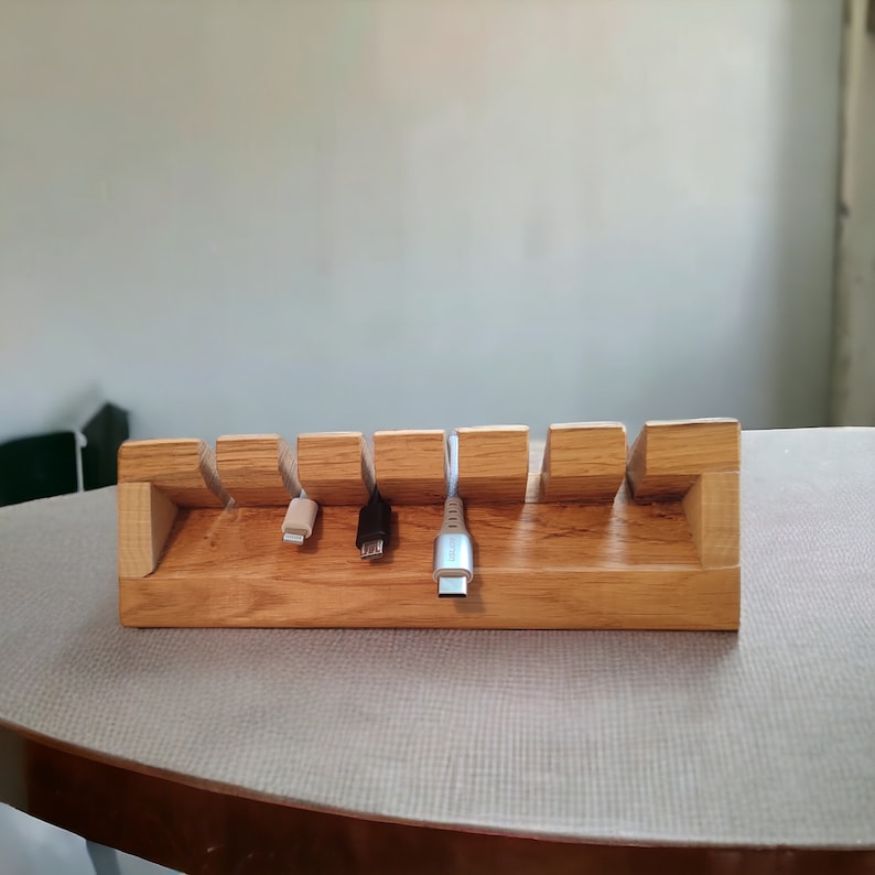 Wooden Wire Holder, Wooden Cable and Charger Organizer, Desk ...