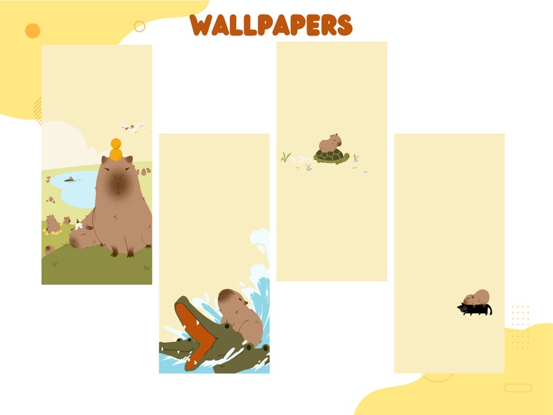 Capybara Adventure Theme Set, Hand Drawn App Icons, Ios and Android Set ...