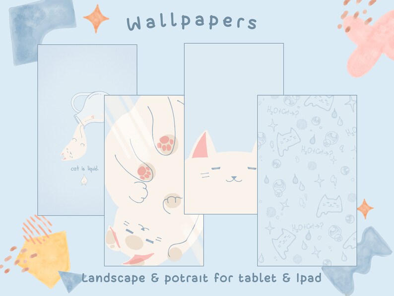 Liquid Cat Theme Set, Hand Drawn App Icons, Ios and Android Set ...