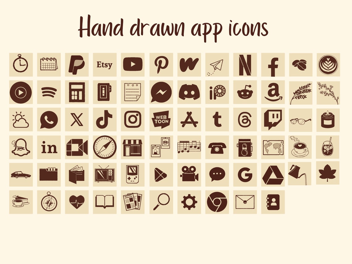 Coffee Break Theme Set, Hand Drawn Icons, Ios and Android Set ...