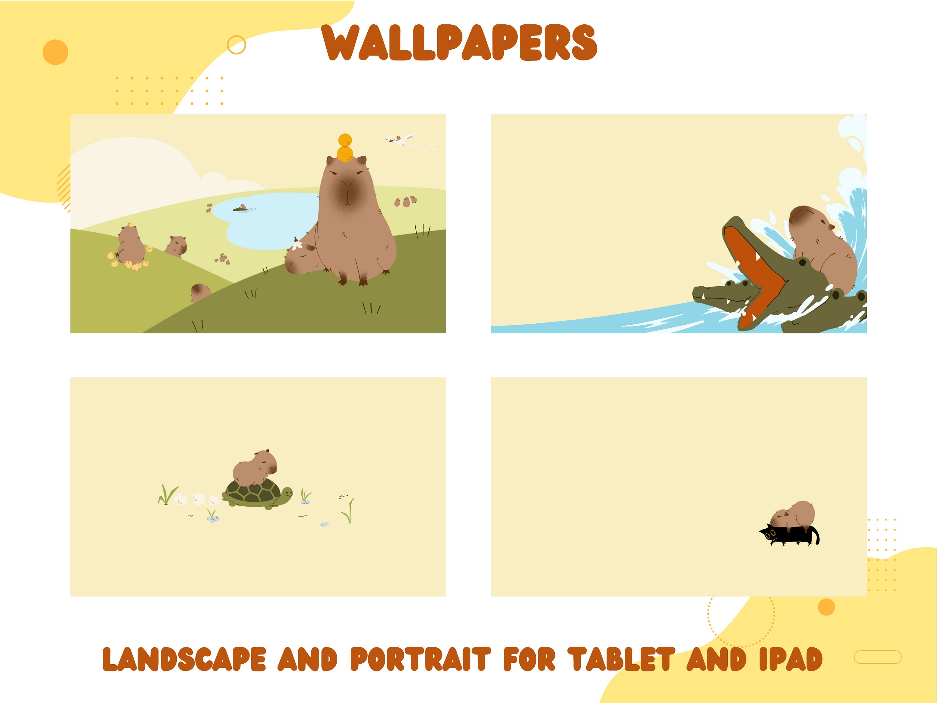 Capybara Adventure Theme Set, Hand Drawn App Icons, Ios and Android Set ...