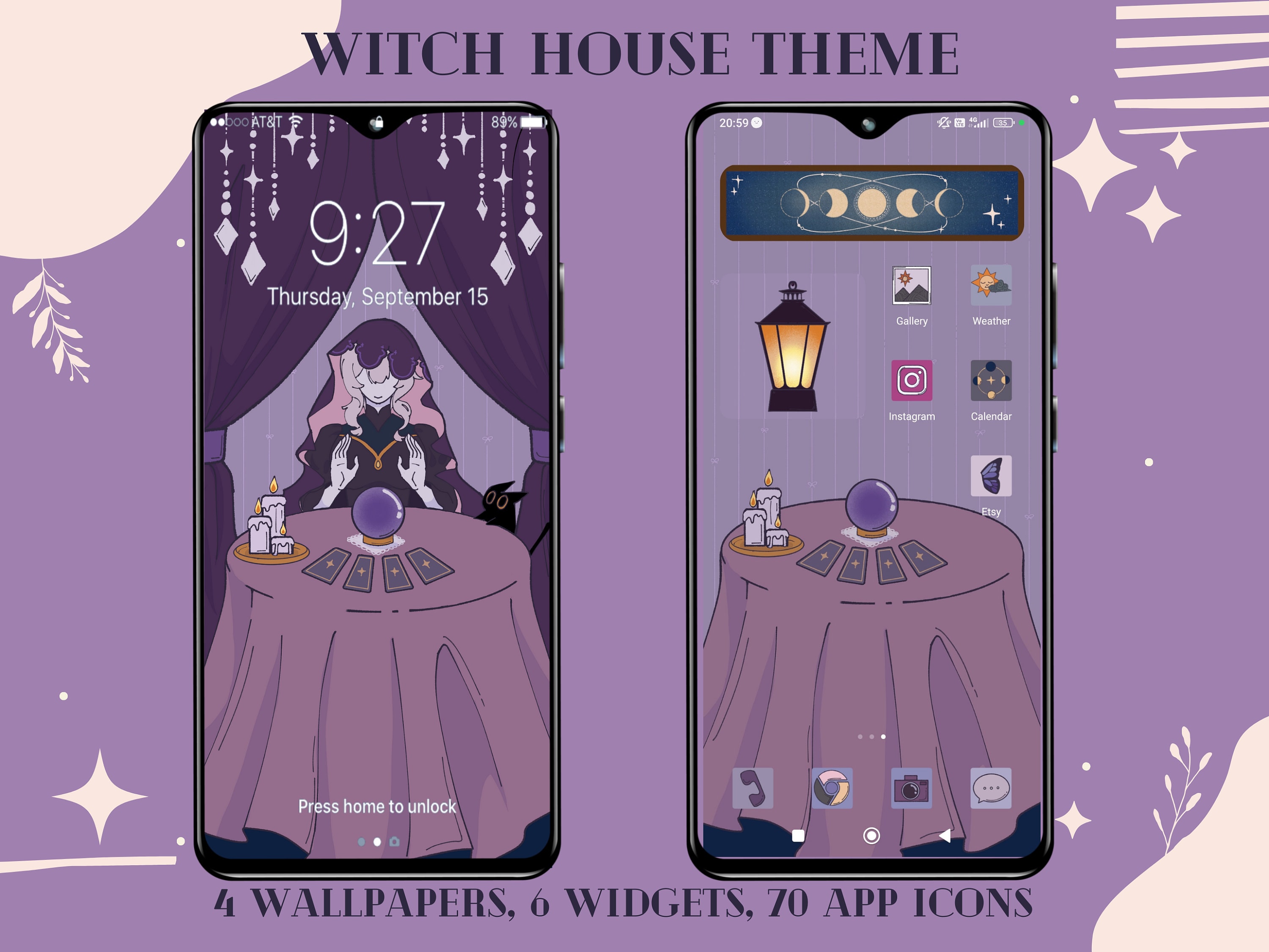 Witch House Theme Set, Hand Drawn App Icons, Ios and Android Set ...