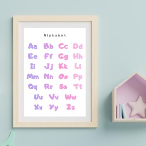 Alphabet Poster in Pink, Purple, and Red Digital Colorful Printable ...