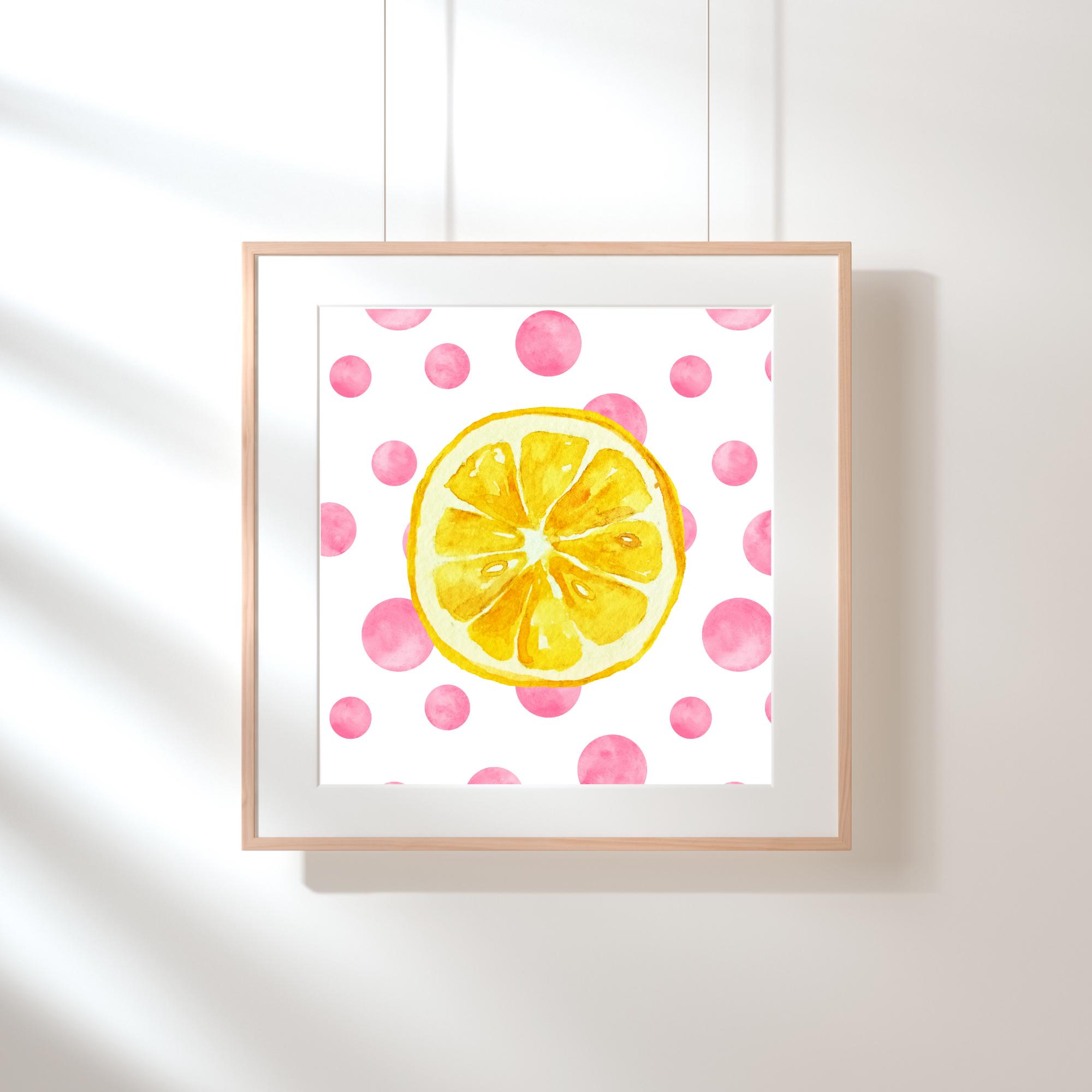 Printable Lemon Slice Poster With Pink Dots | Download | Fresh and Fun ...