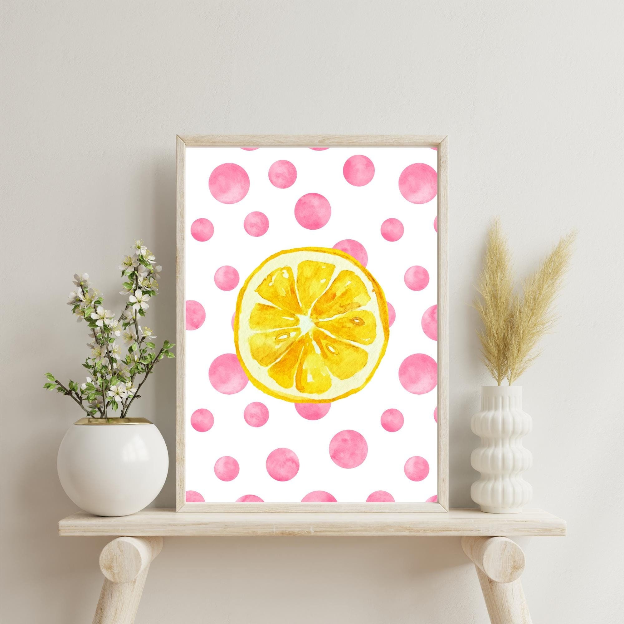 Printable Lemon Slice Poster With Pink Dots | Download | Fresh and Fun ...