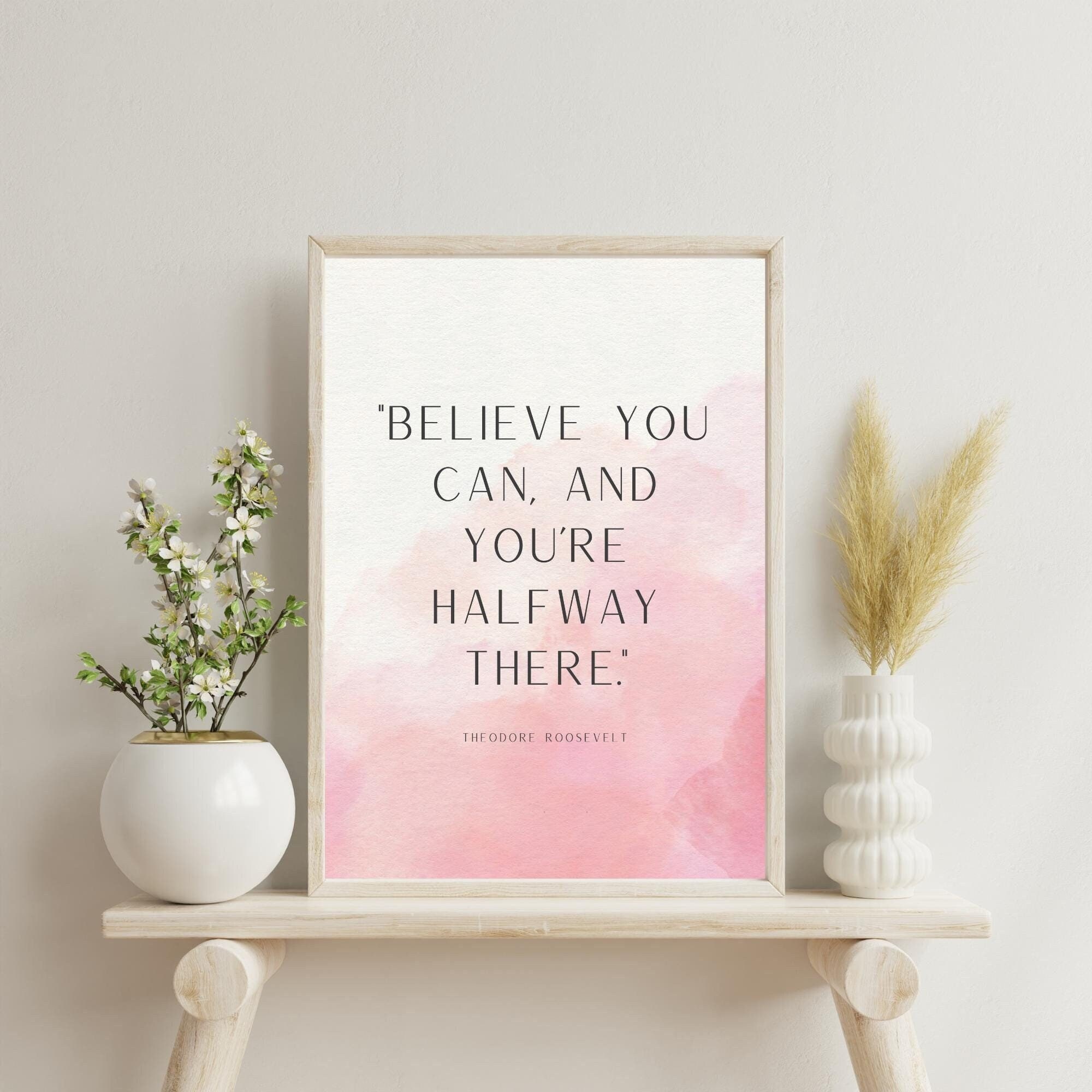 Inspirational Quote Poster | Digital Download | Pink White Background ...