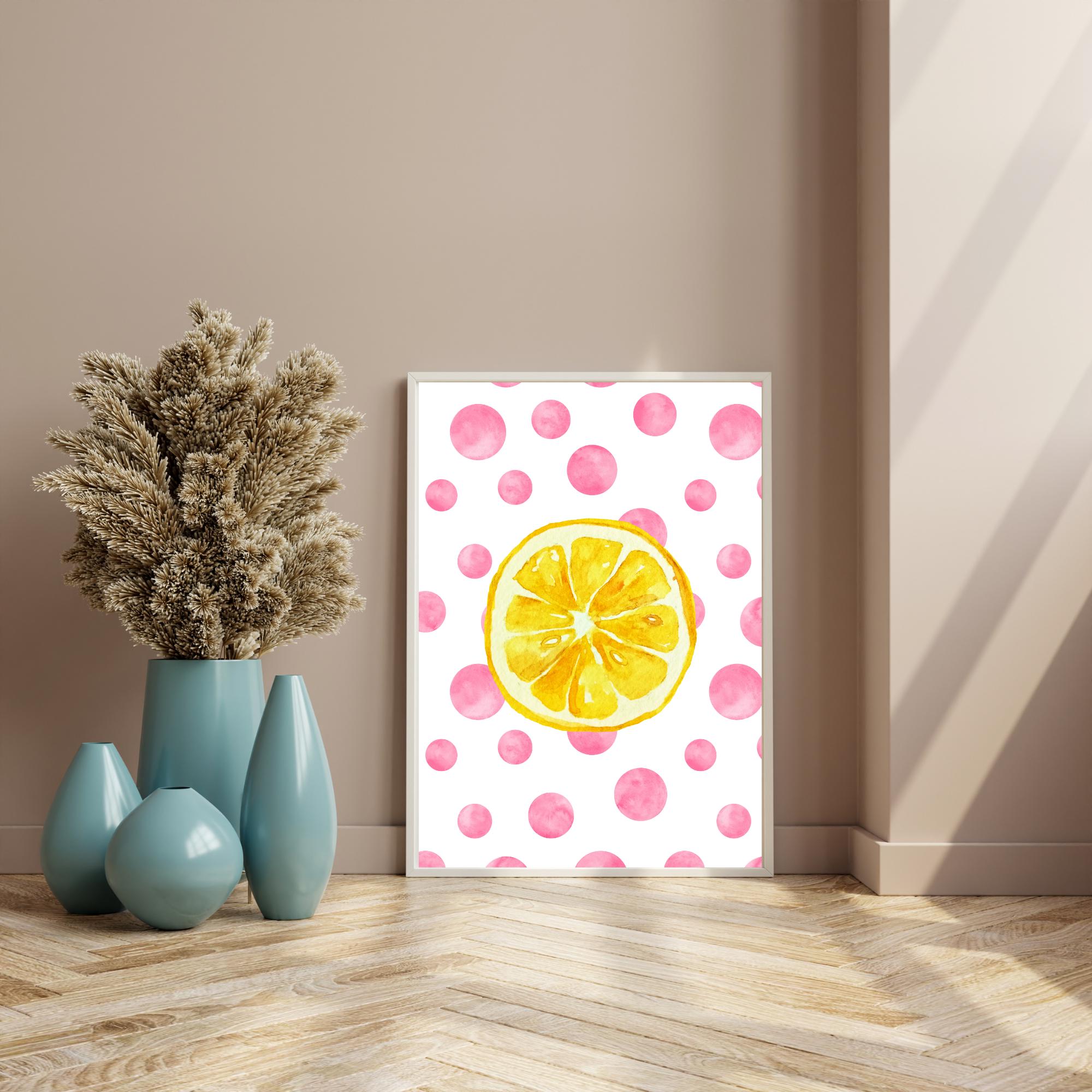 Printable Lemon Slice Poster With Pink Dots | Download | Fresh and Fun ...
