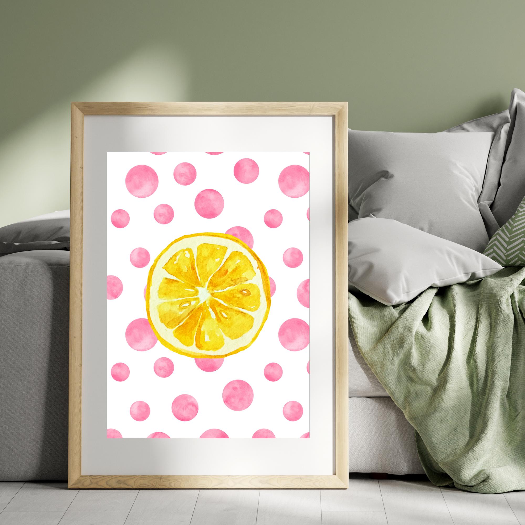 Printable Lemon Slice Poster With Pink Dots | Download | Fresh and Fun ...