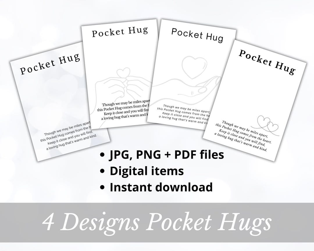4x Printable Pocket Hug Backing Cards | Instant Download | PNG JPG PDF ...