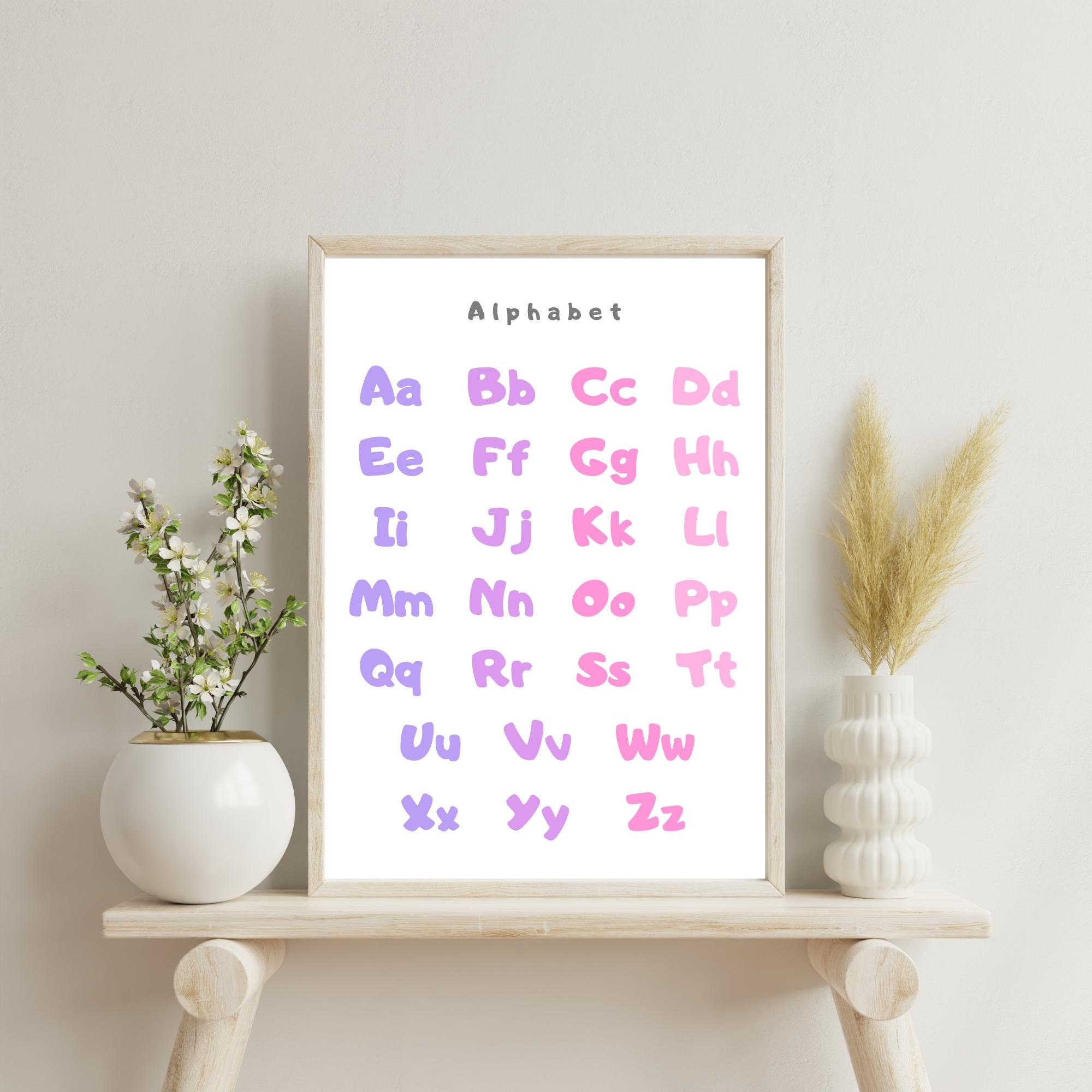 Alphabet Poster in Pink, Purple, and Red Digital Colorful Printable ...