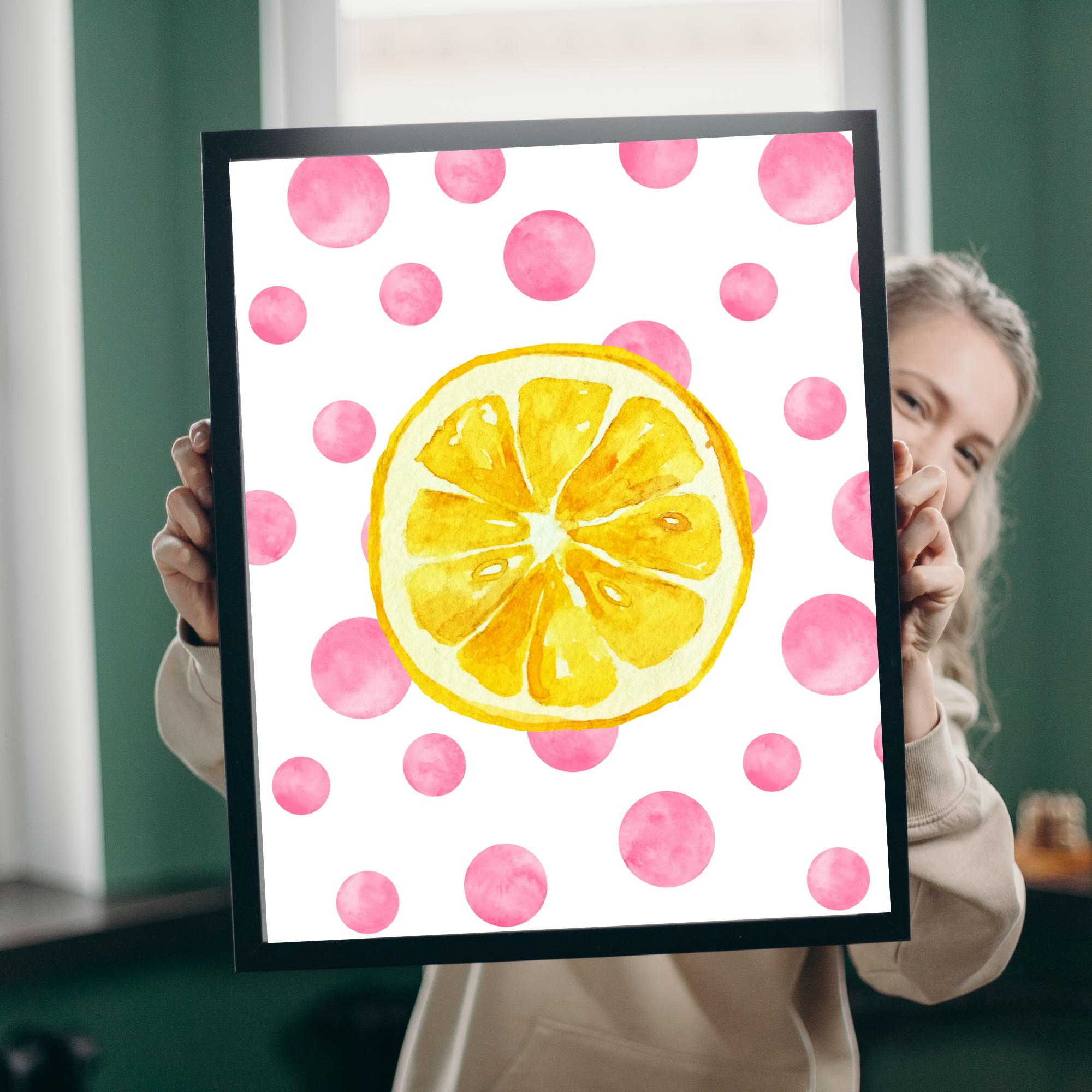 Printable Lemon Slice Poster With Pink Dots | Download | Fresh and Fun ...