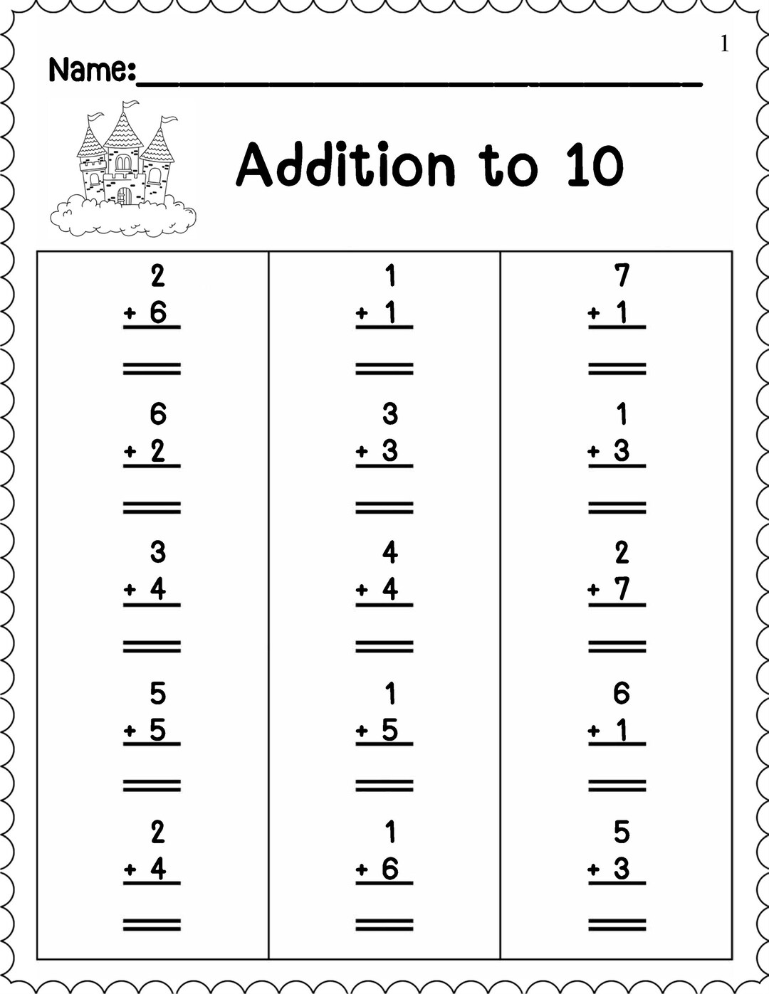 Addition to 10 Worksheets, Vertical Addition Practice, 20 Sheets With ...