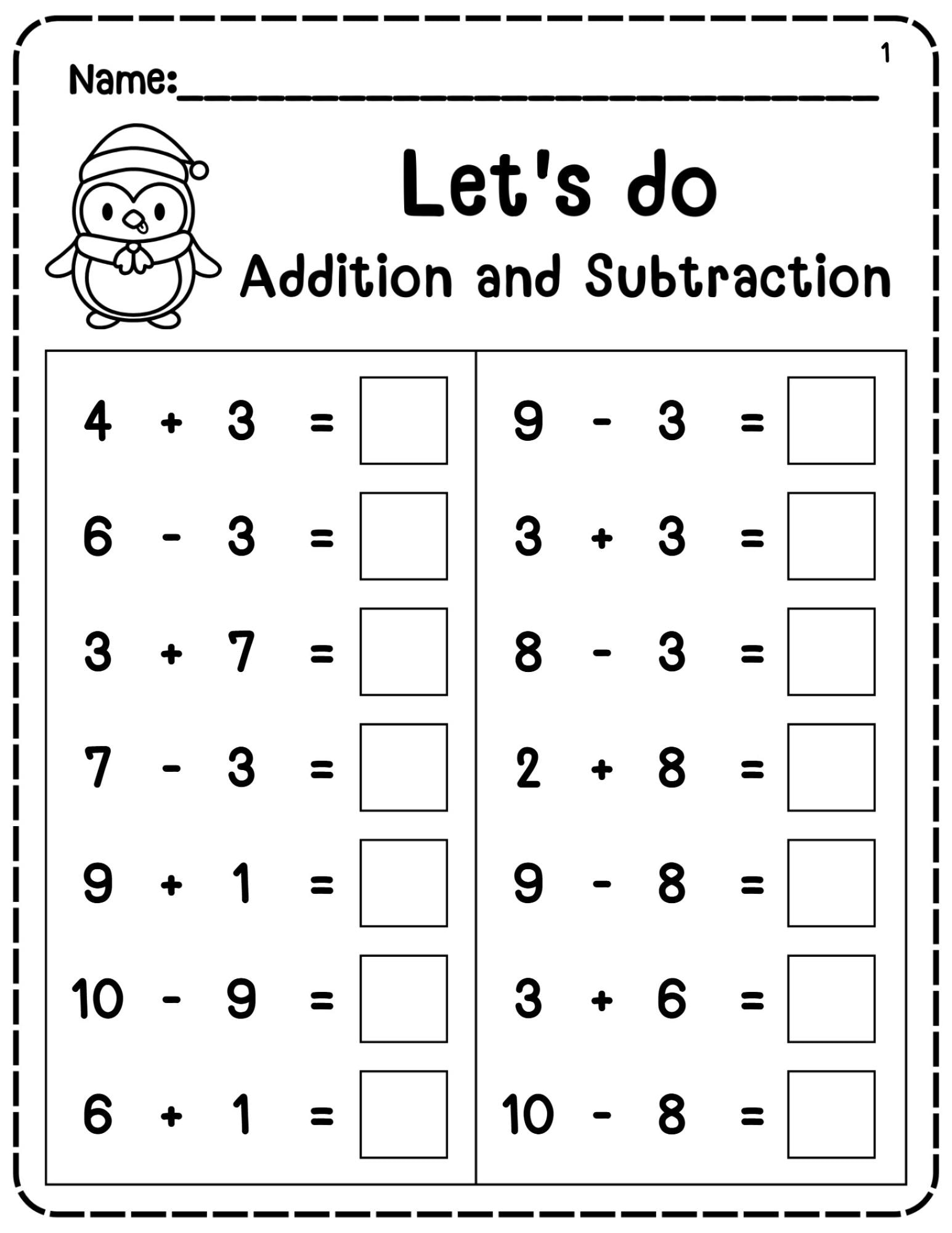 20 Printable Addition and Subtraction to 10 Worksheets – Fill in the ...