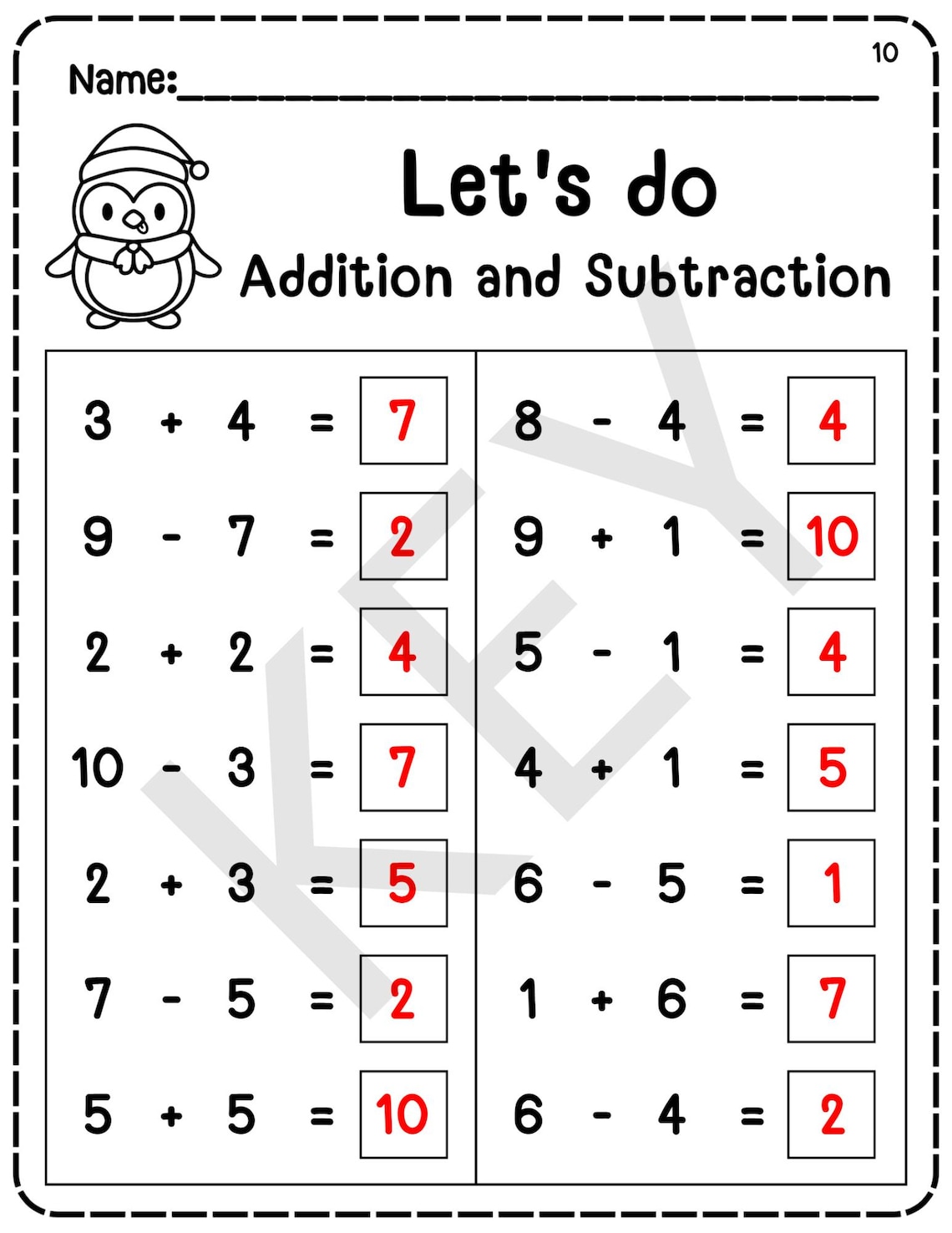 20 Printable Addition and Subtraction to 10 Worksheets – Fill in the ...